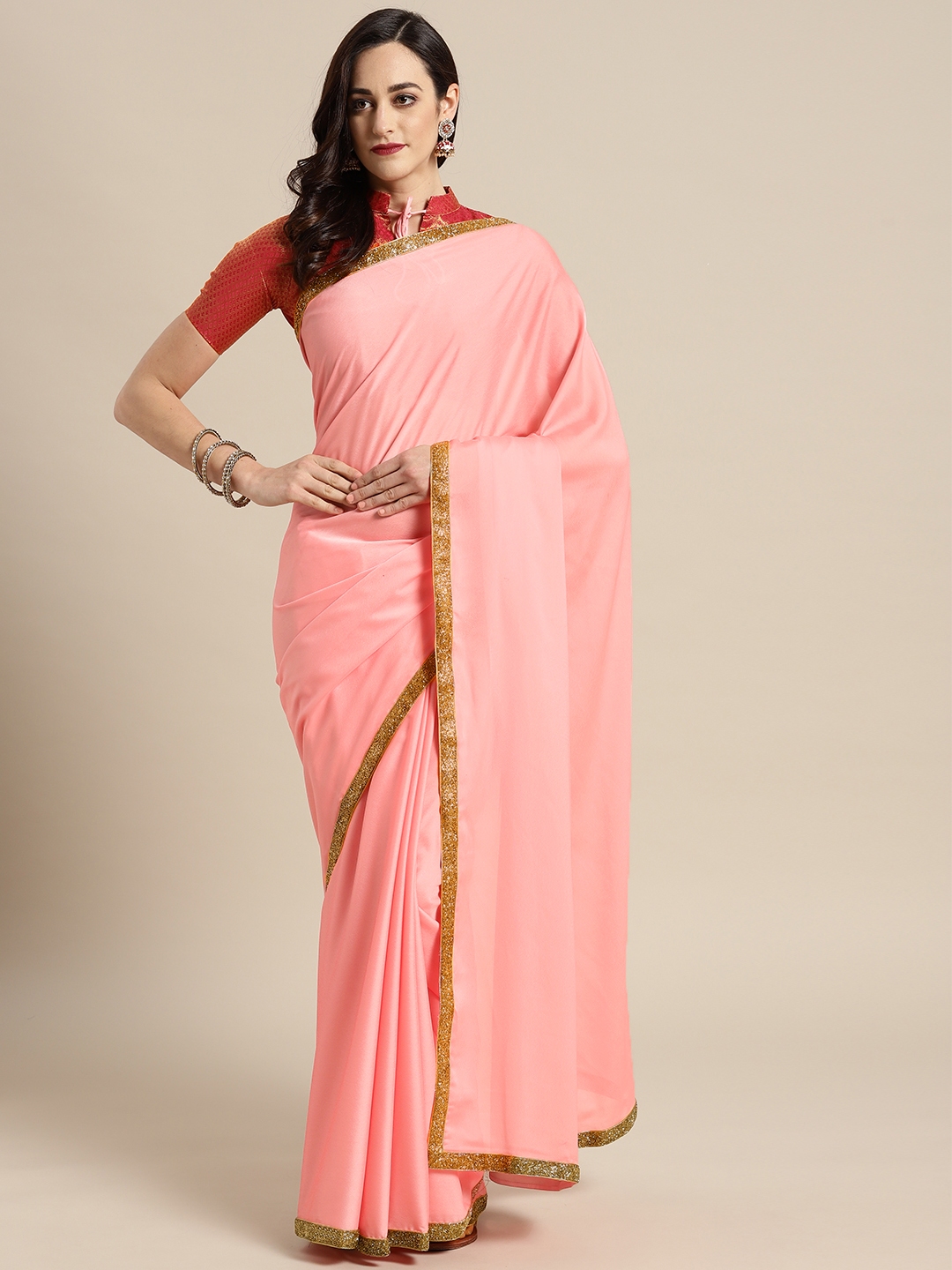 Buy Inddus Peach Coloured Solid Art Silk Saree - Sarees for Women ... Buy Inddus Peach Coloured Solid Art Silk Saree - Sarees for Women ...