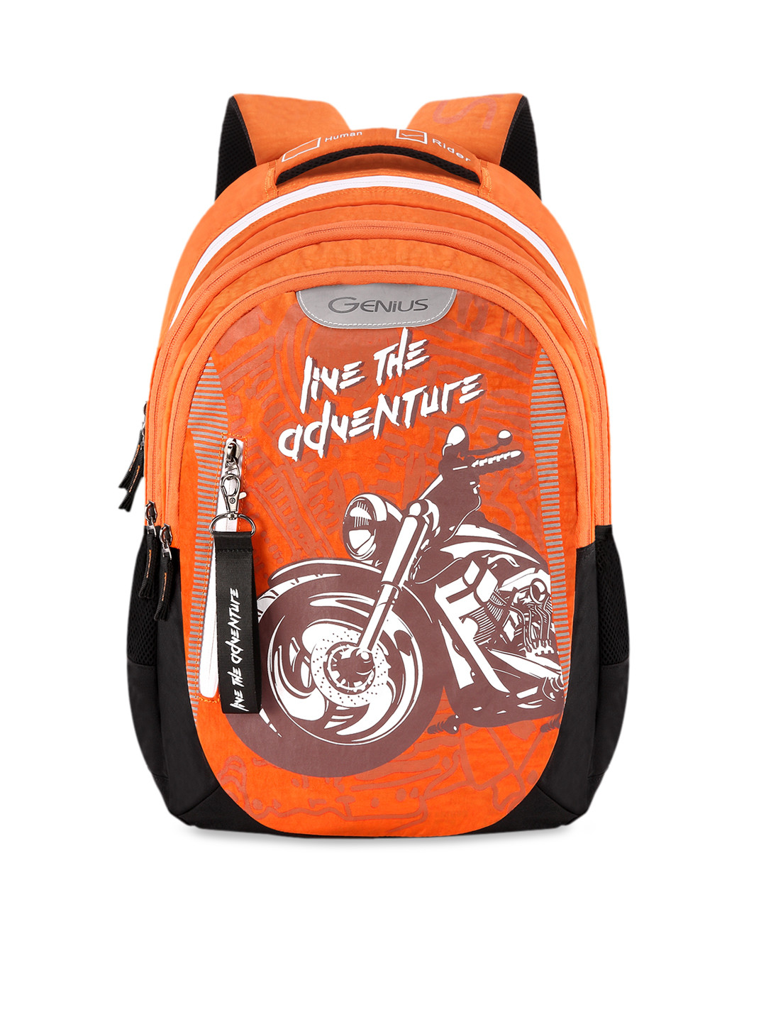 Buy Genius Unisex Rust Orange Printed 19 Inches Large Campus Backpack ...