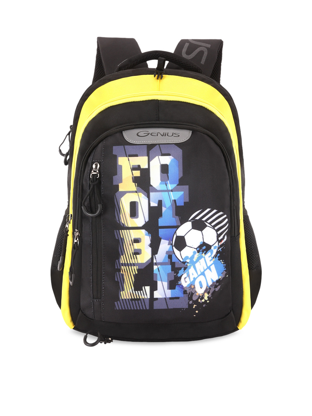 Buy Genius Unisex Black & Yellow Printed 17 Inches Medium School ...