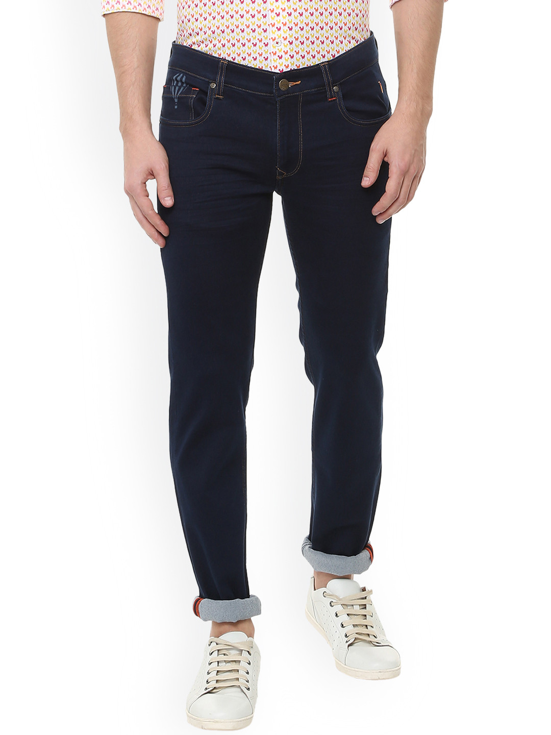 Buy SIMON CARTER LONDON Men Navy Blue Slim Fit Mid Rise Clean Look ...