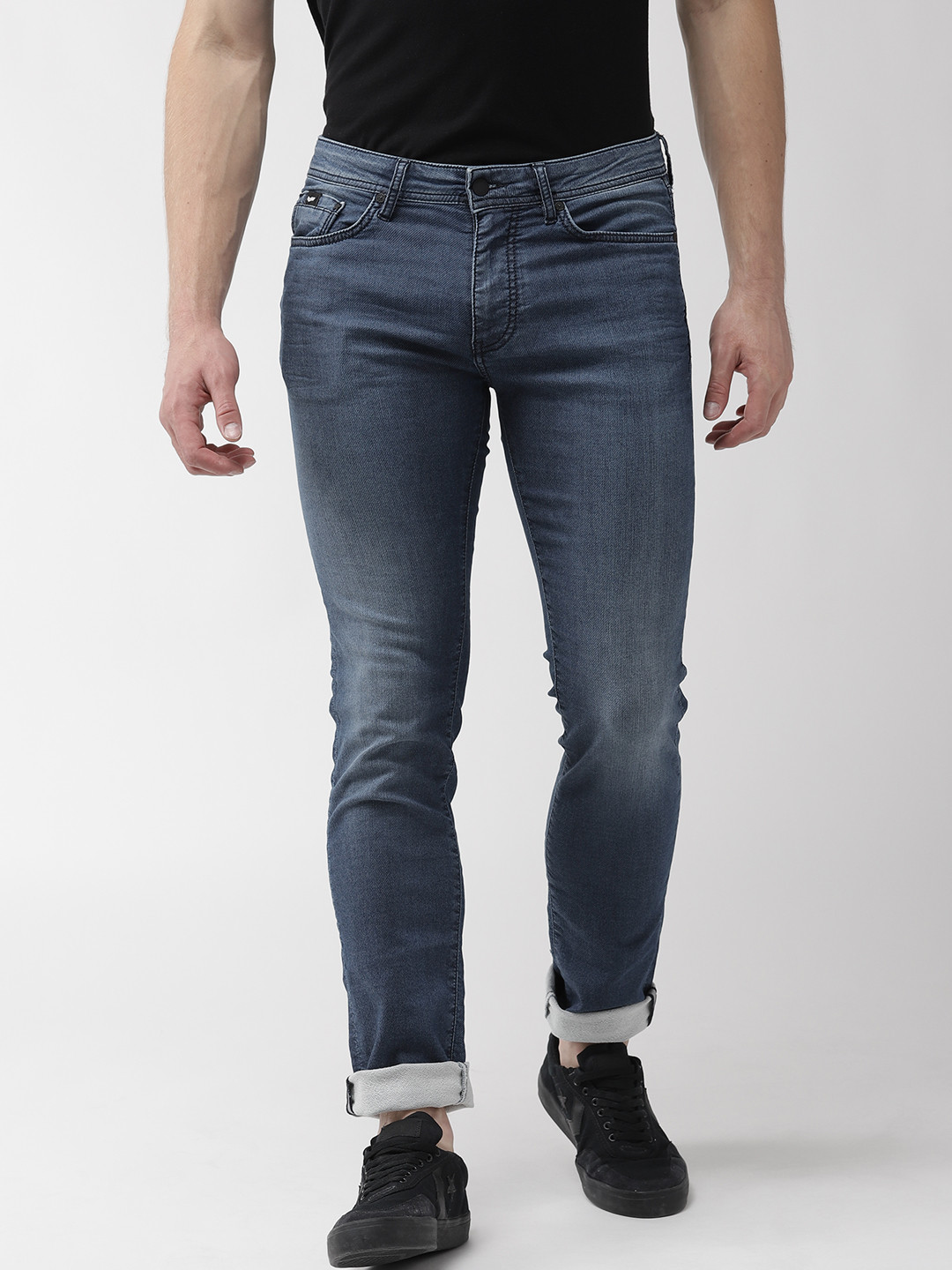 Buy GAS Men Navy Blue Slim Fit Mid Rise Clean Look Stretchable Jeans ...