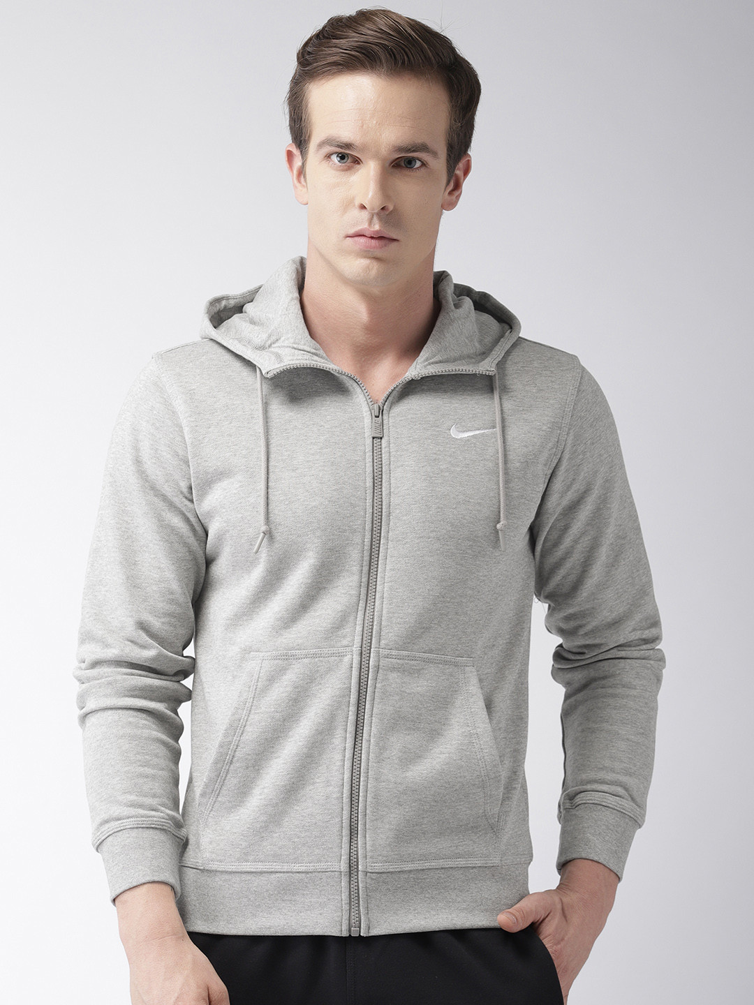 Buy Nike Men Grey Solid AS CLASSIC FZ FT Hooded Sweatshirt ...