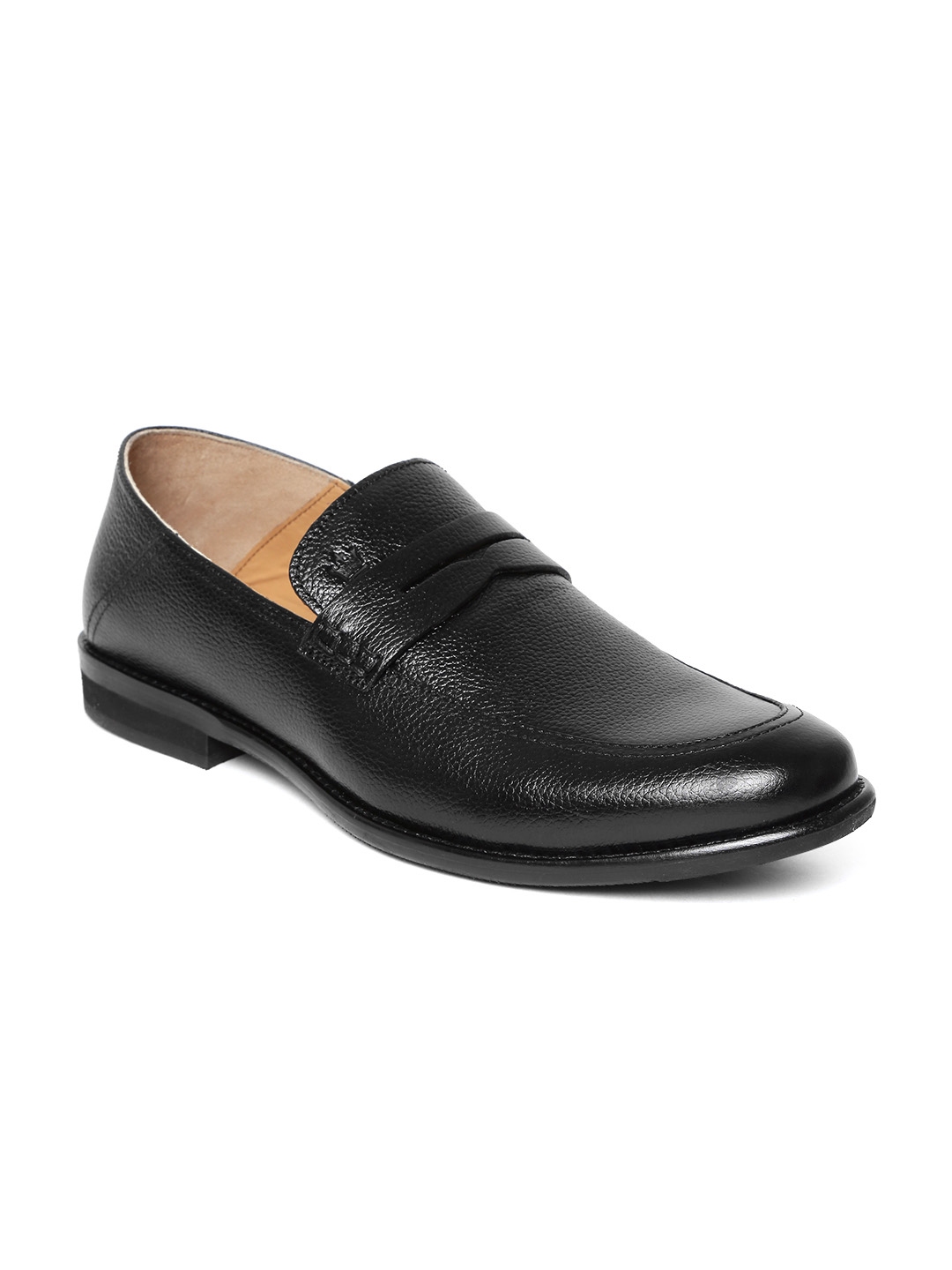 Buy Louis Philippe Men Black Leather Formal Slip Ons - Formal Shoes for ...