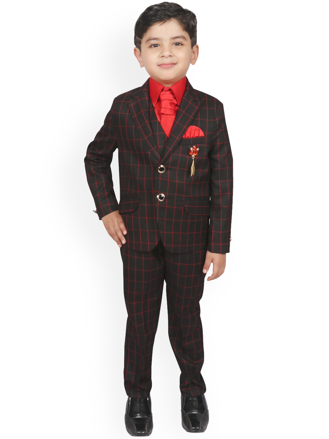 Buy SG Yuvraj Boys Black & Red Checked Suit Set - Suits for Boys ...