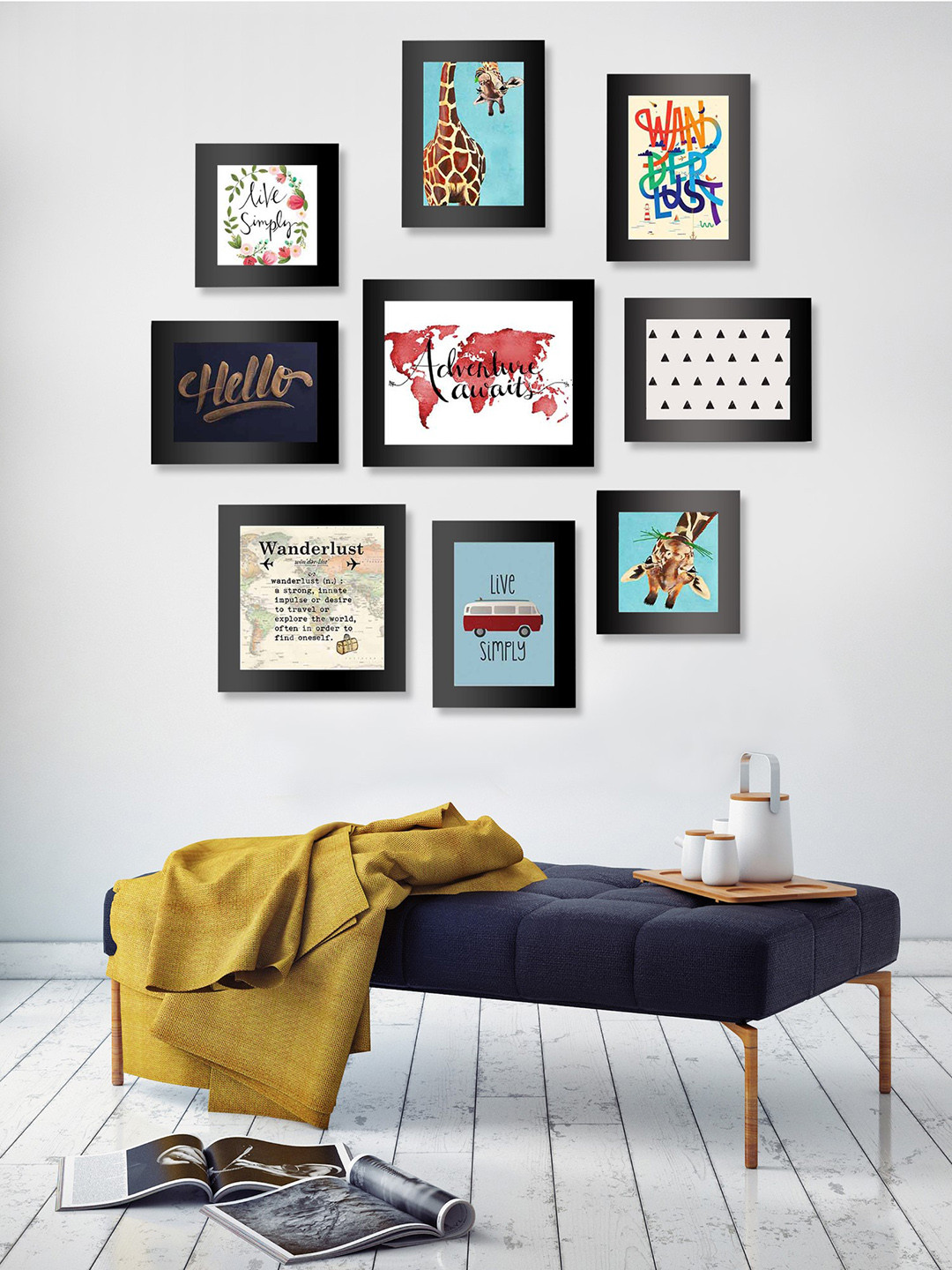 Buy Art Street Set Of 9 Black Wall Photo Frames - Photo Frames for ...