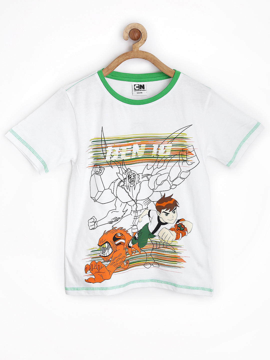 Buy Cartoon Network Boys White Ben 10 Print Pure Cotton T Shirt ...