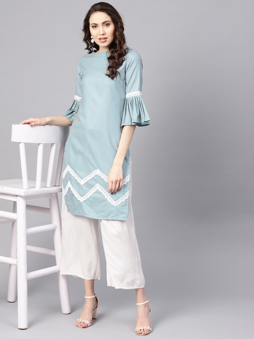 Buy Inddus Women Blue Solid Straight Kurta - Kurtas for Women 9539283 ...