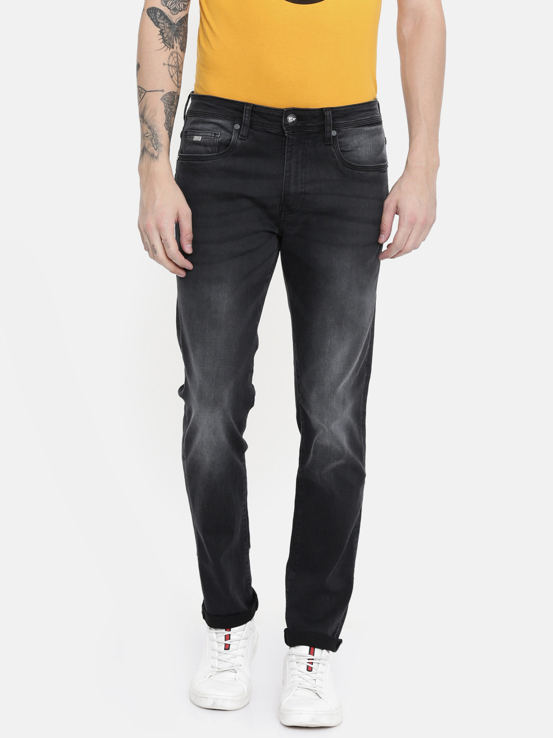 Buy Ed Hardy Men Black Skuller Super Slim Fit Mid Rise Clean Look ...