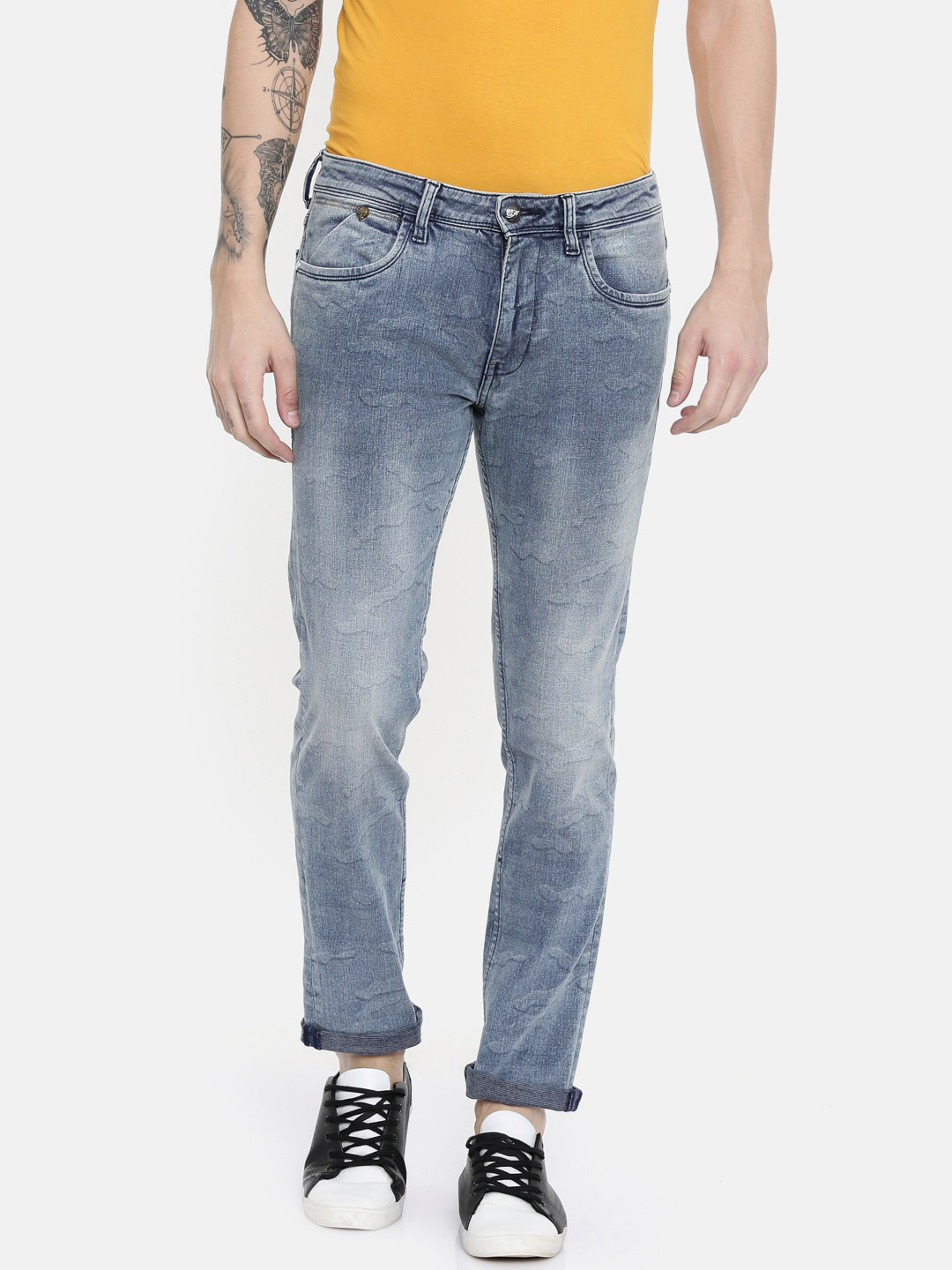 Buy Ed Hardy Men Blue Dagger Slim Fit Mid Rise Clean Look Stretchable ...