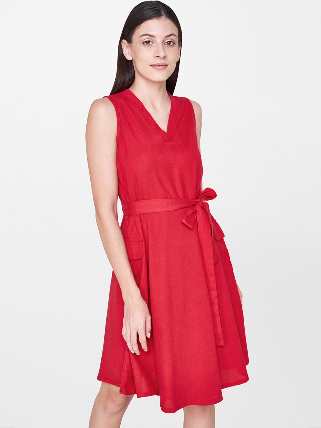Buy AND Women Red Solid Fit & Flare Dress - Dresses for Women 9567839 ...