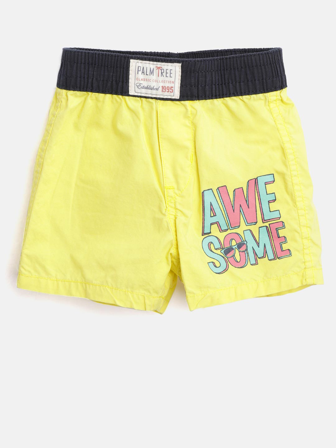 Buy Palm Tree Boys Yellow Solid Pure Cotton Boxers With Printed Detail ...