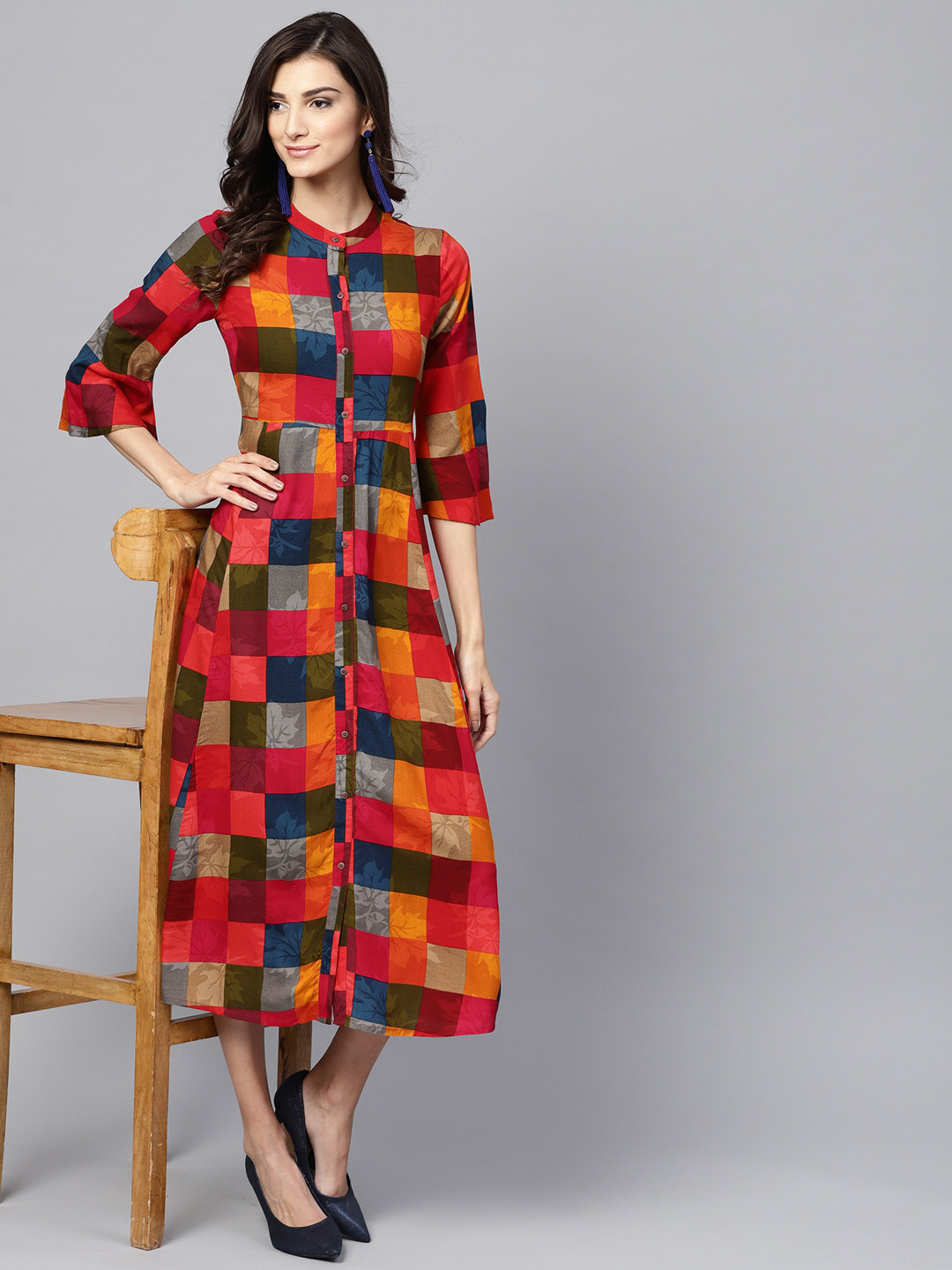 Buy Juniper Women Multicoloured Checked A Line Dress - Dresses for ...