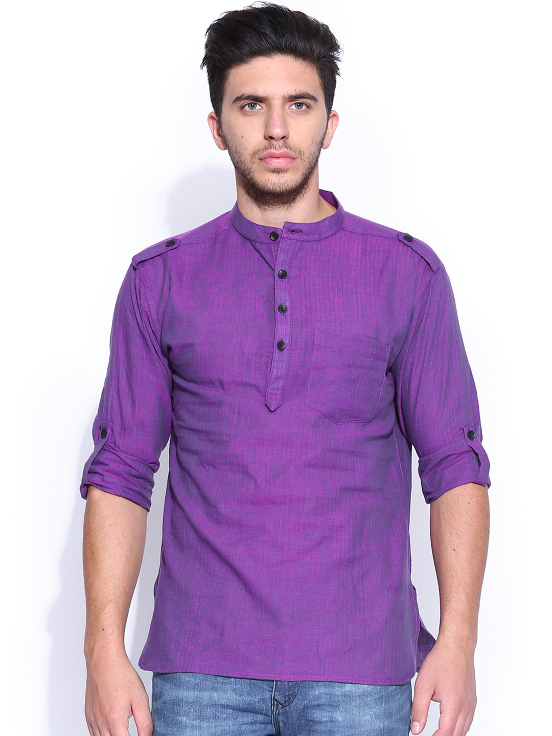 Buy Svanik Purple Patterned Kurta - Kurtas for Men 964433 | Myntra