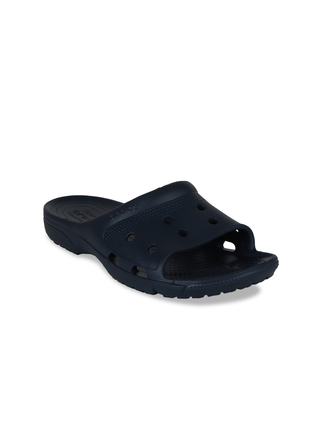 Buy Crocs Women Navy Blue Solid Sliders - Flip Flops for Women 9653665 ...