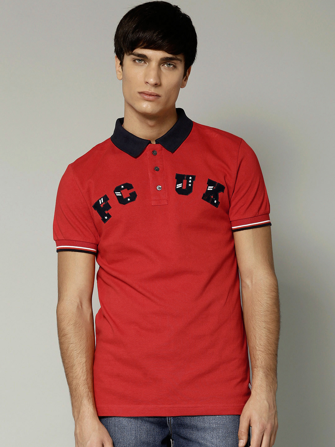 Buy French Connection Red Polo Pure Cotton T Shirt - Tshirts for Men ...