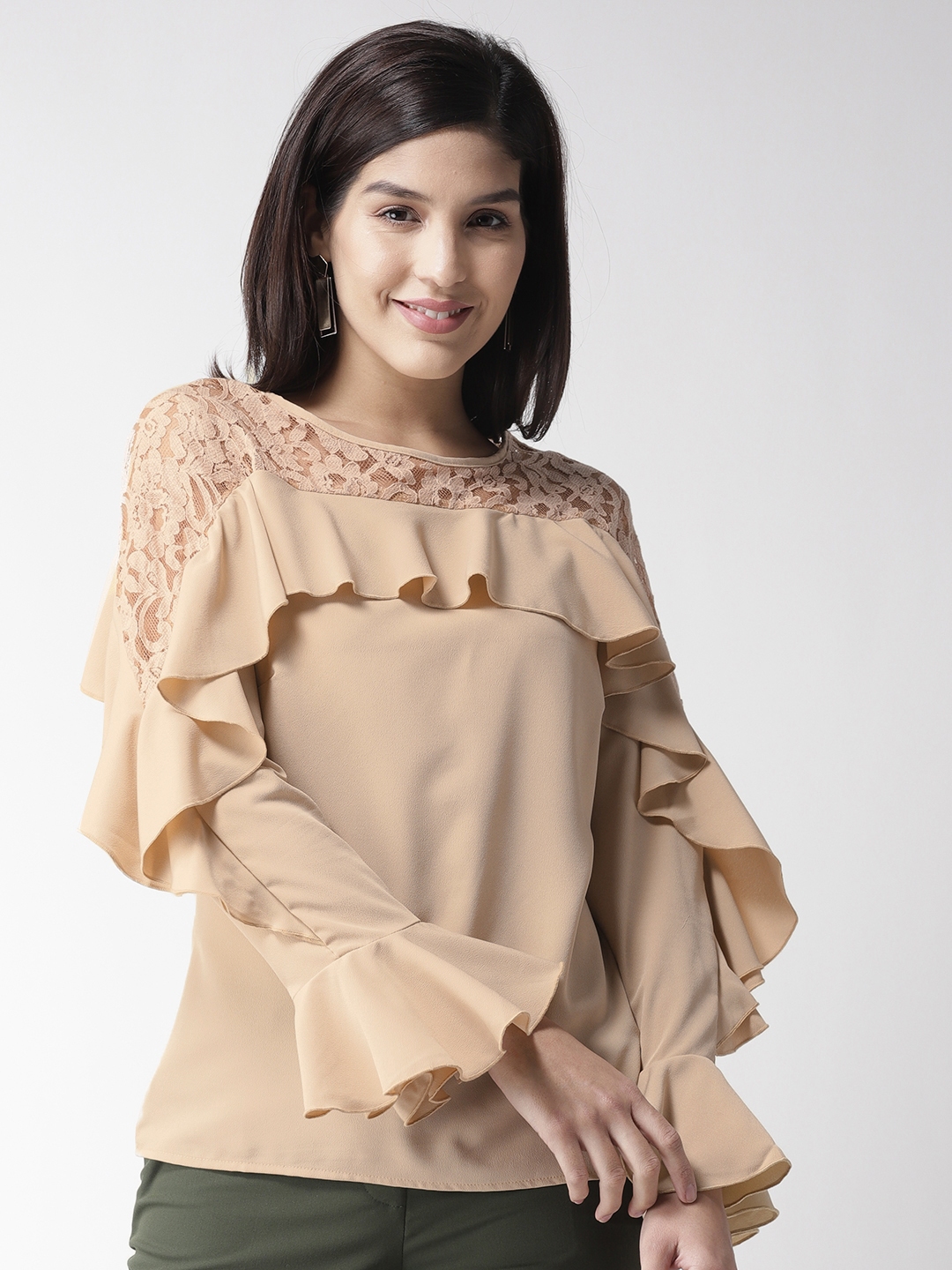 Buy Pluss Women Beige Layered Solid Top Tops For Women 9657155 Myntra