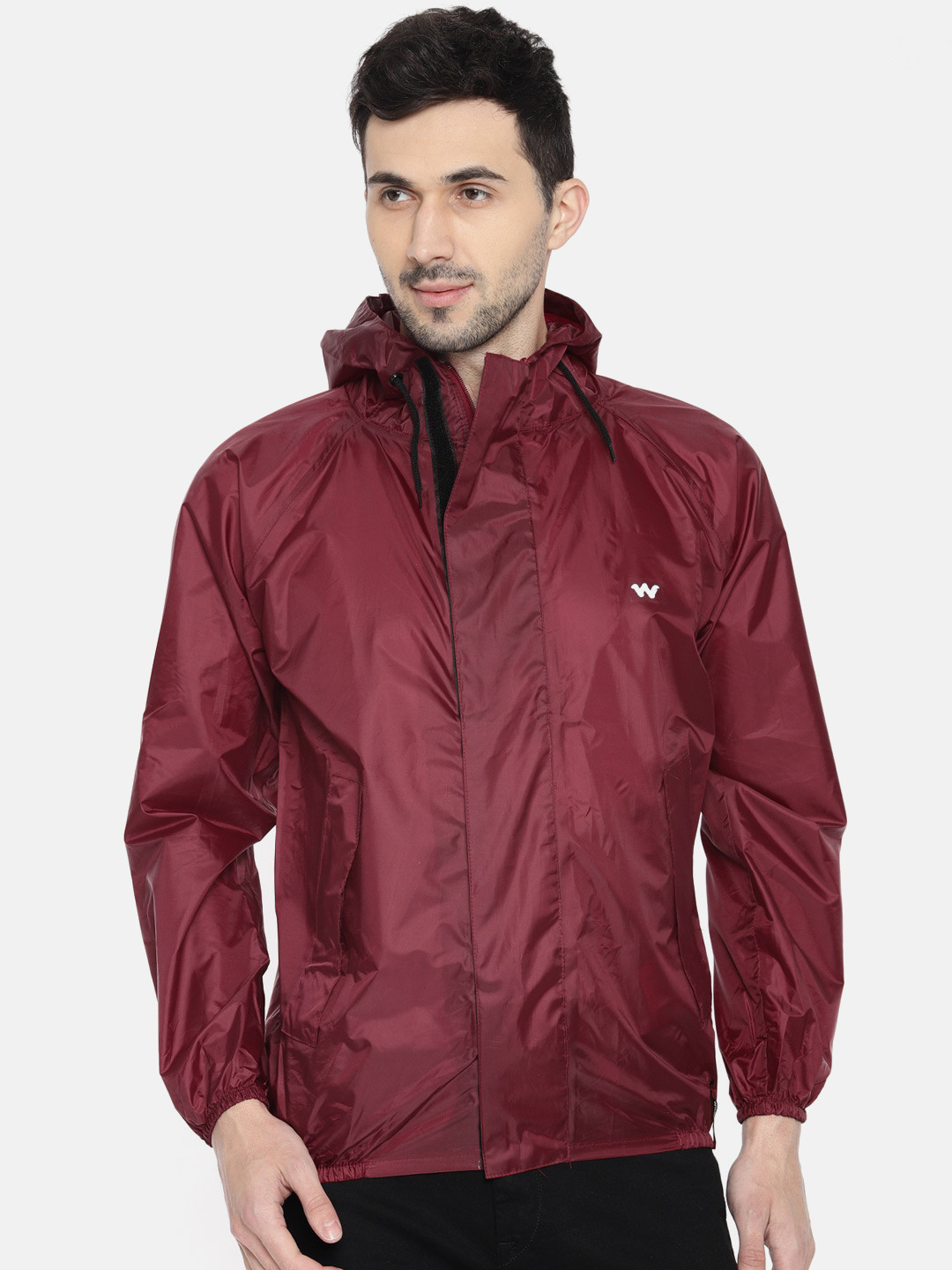 Buy Wildcraft Unisex Maroon Solid Hooded Waterproof Rain Jacket - Rain ...