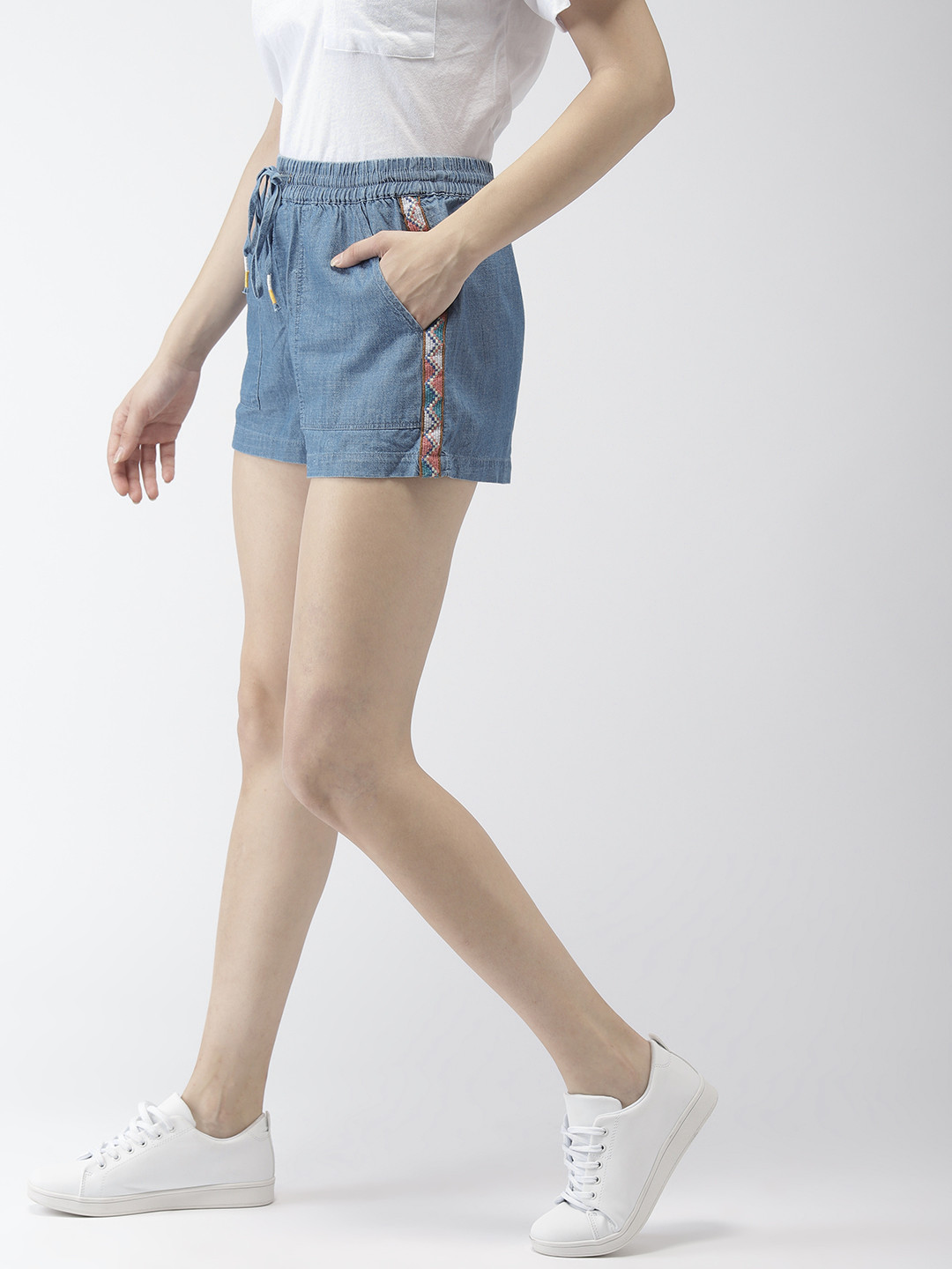 Buy FOREVER 21 Women Blue Solid Regular Fit Shorts - Shorts for Women ...