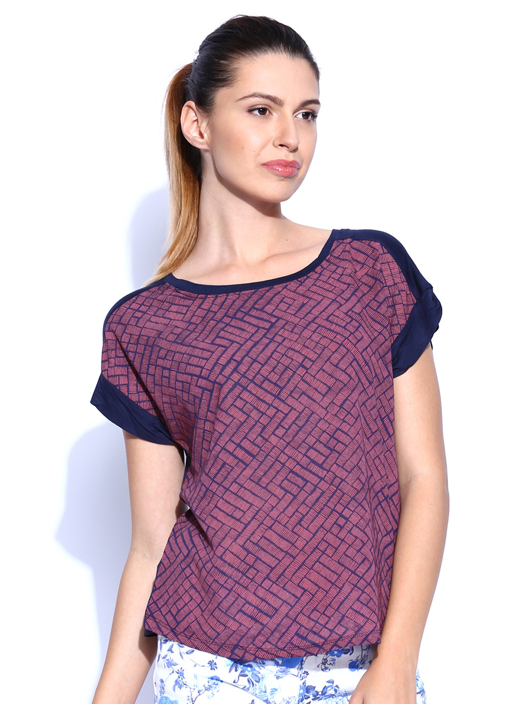 Buy Pepe Jeans Rust Orange & Navy Top - Tops for Women 968819 | Myntra