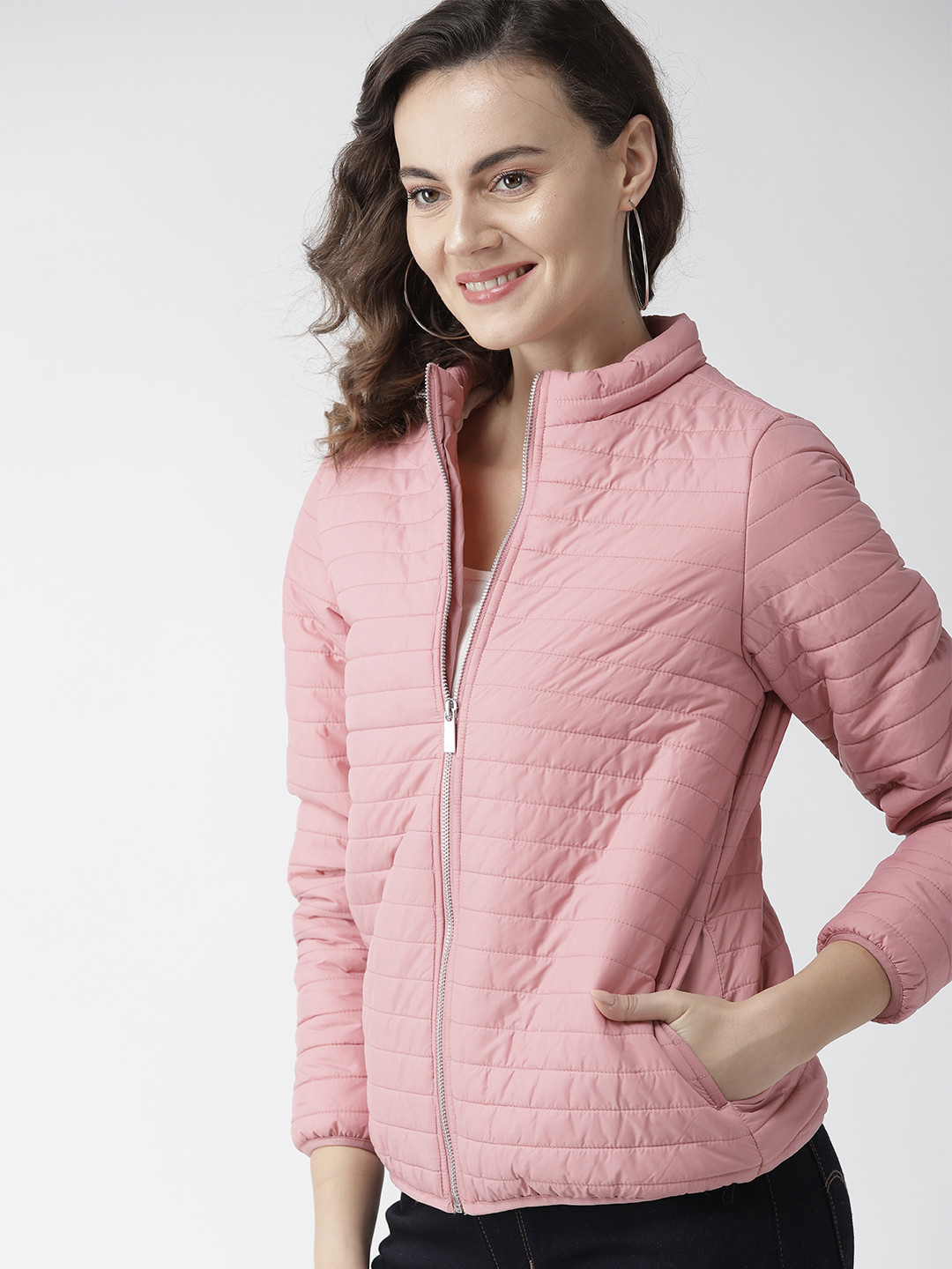 Buy Mast & Harbour Women Pink Solid Padded Jacket - Jackets for Women ...