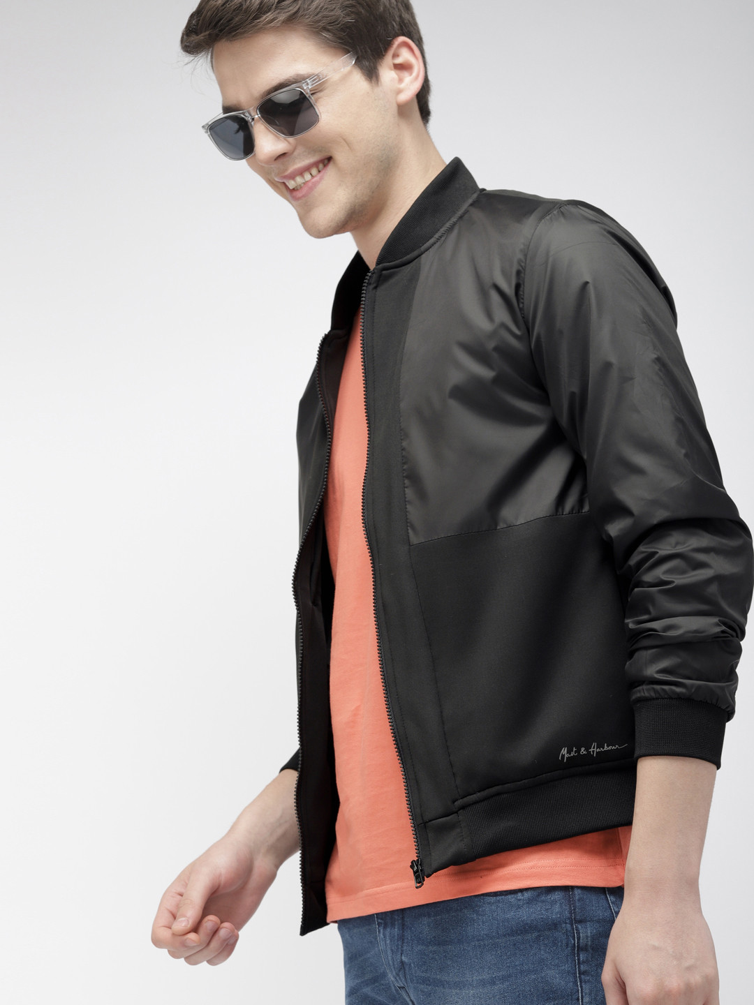 Buy Mast & Harbour Men Black Solid Bomber Jacket - Jackets for Men ...
