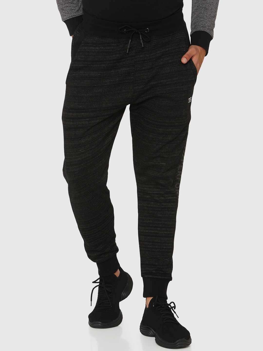 Buy Mufti Men Black Striped Slim Fit Joggers - Track Pants for Men ...