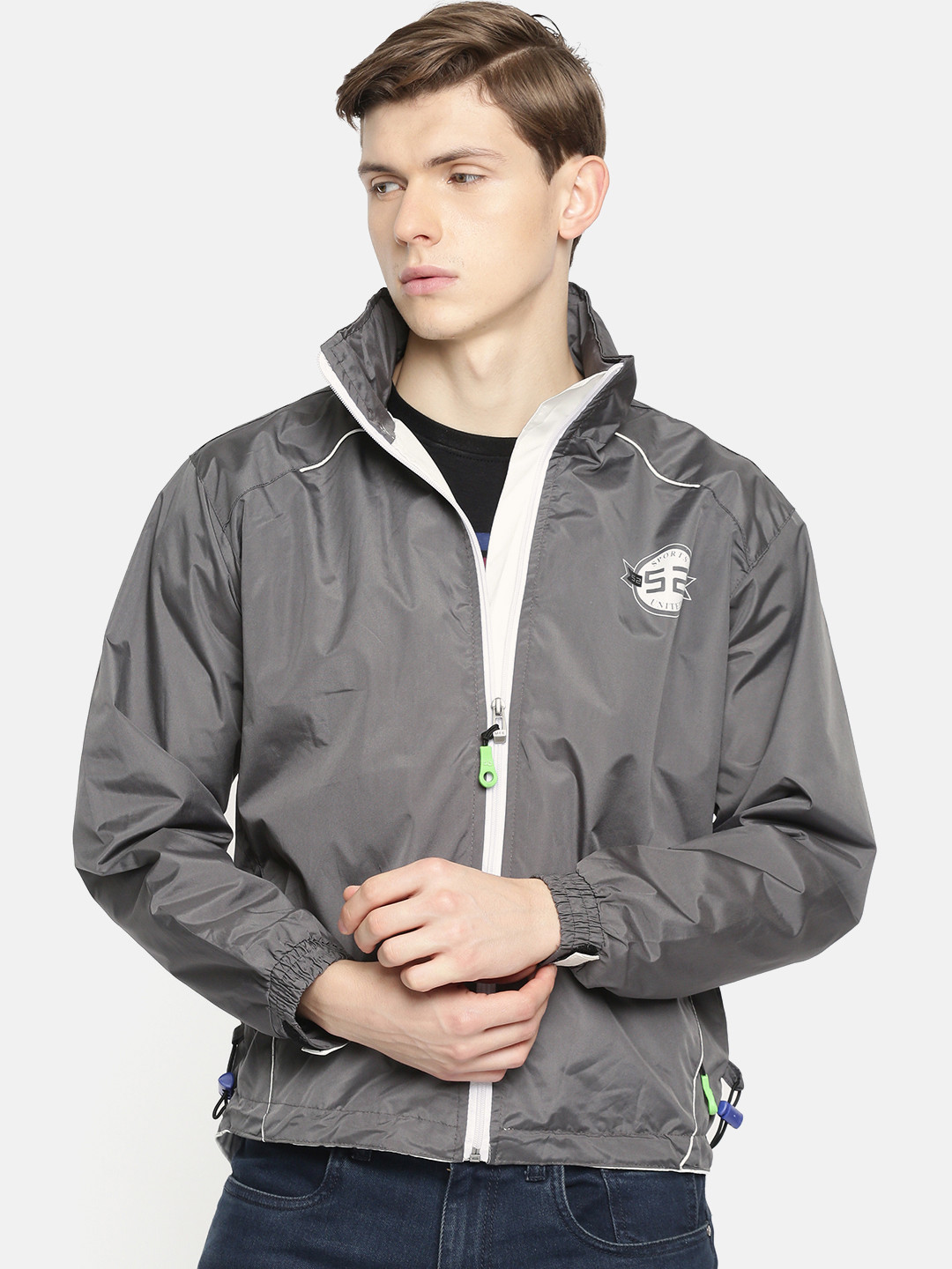 Buy Sports52 Wear Men Black & White Solid Rain Hooded Jacket S52W162624 ...