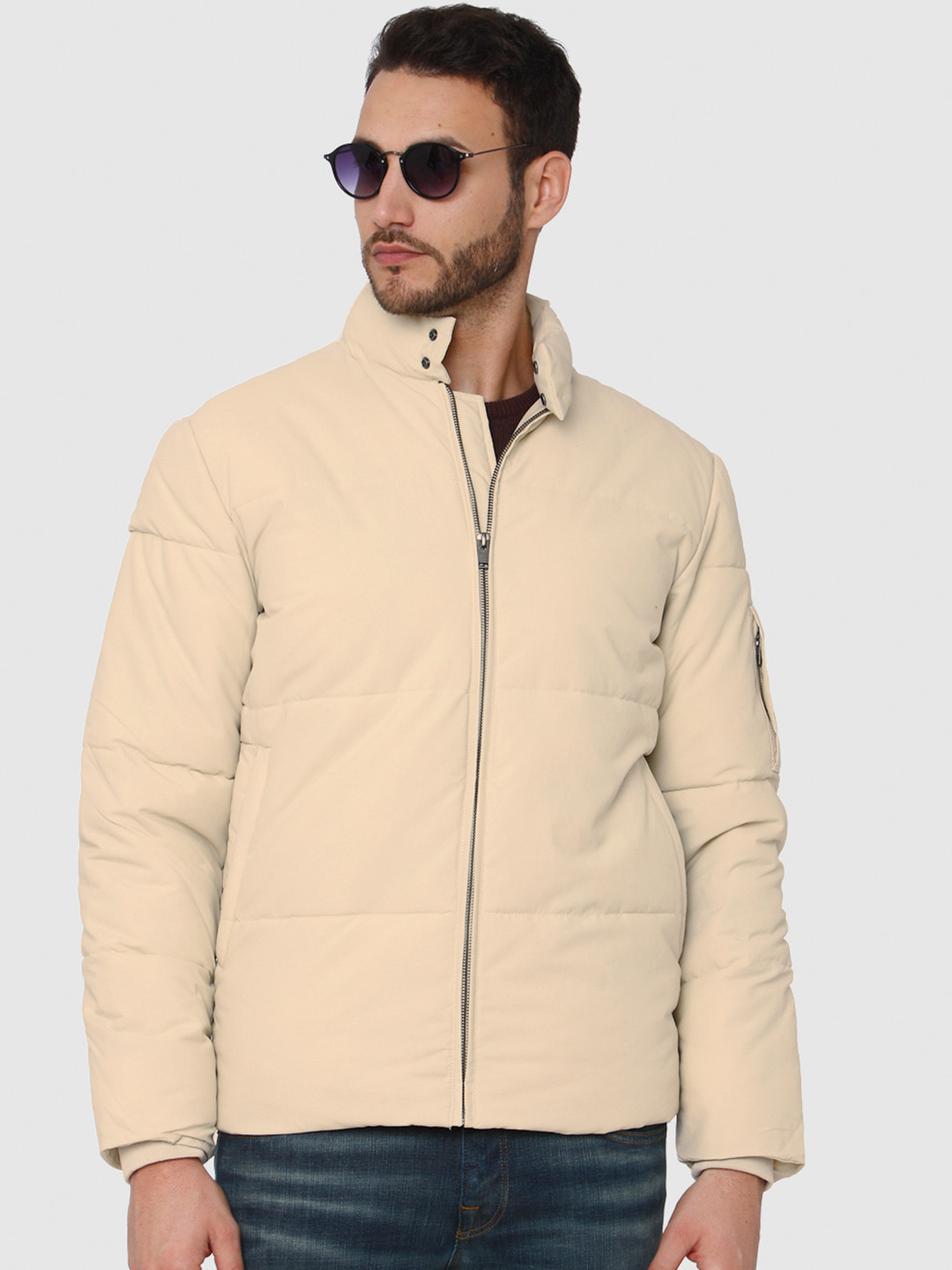 Buy SELECTED Men Cream Coloured Padded Jacket - Jackets for Men 9721425 ...