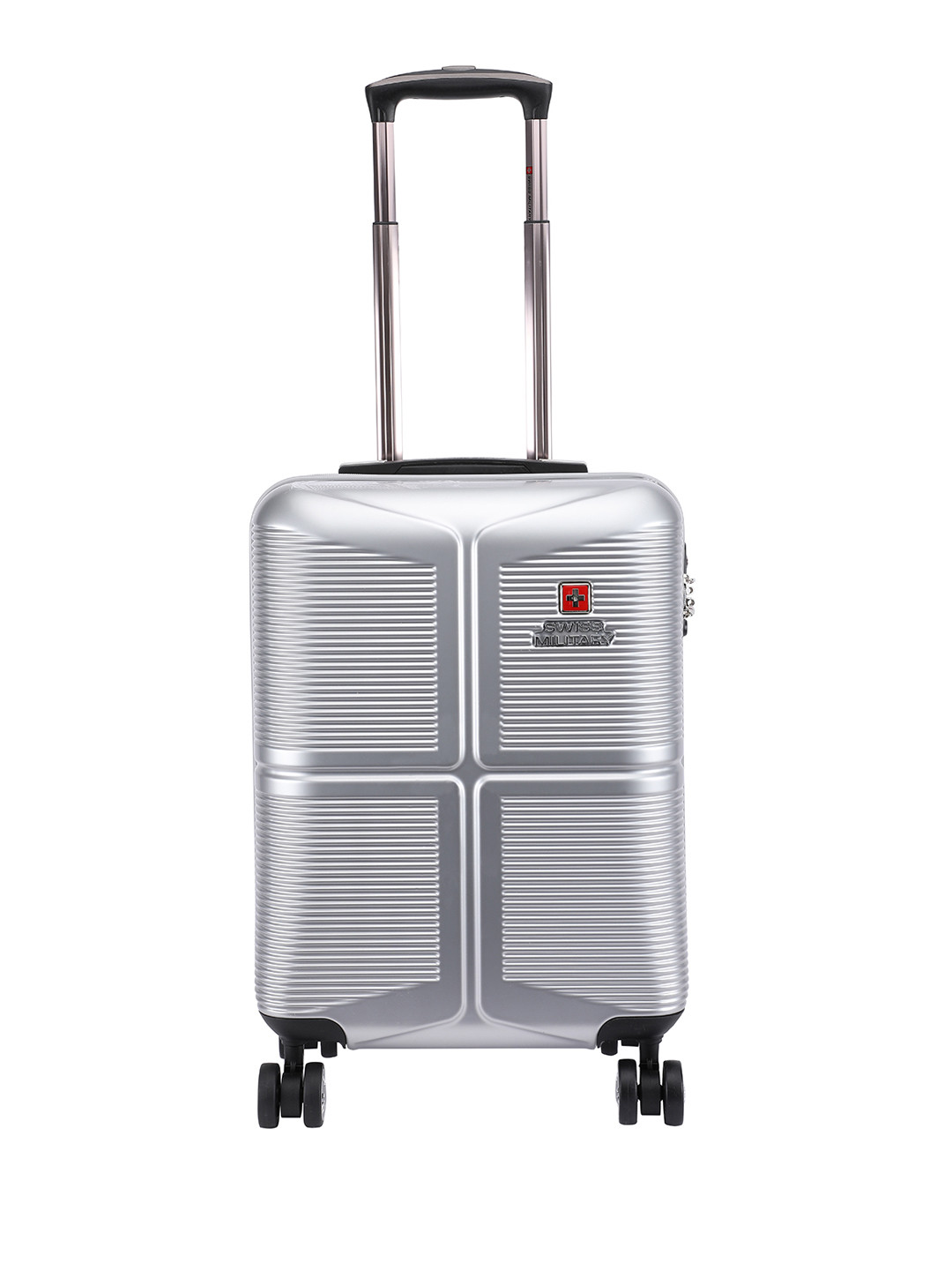 Buy Swiss Military Unisex Silver Textured Medium Trolley Suitcase ...