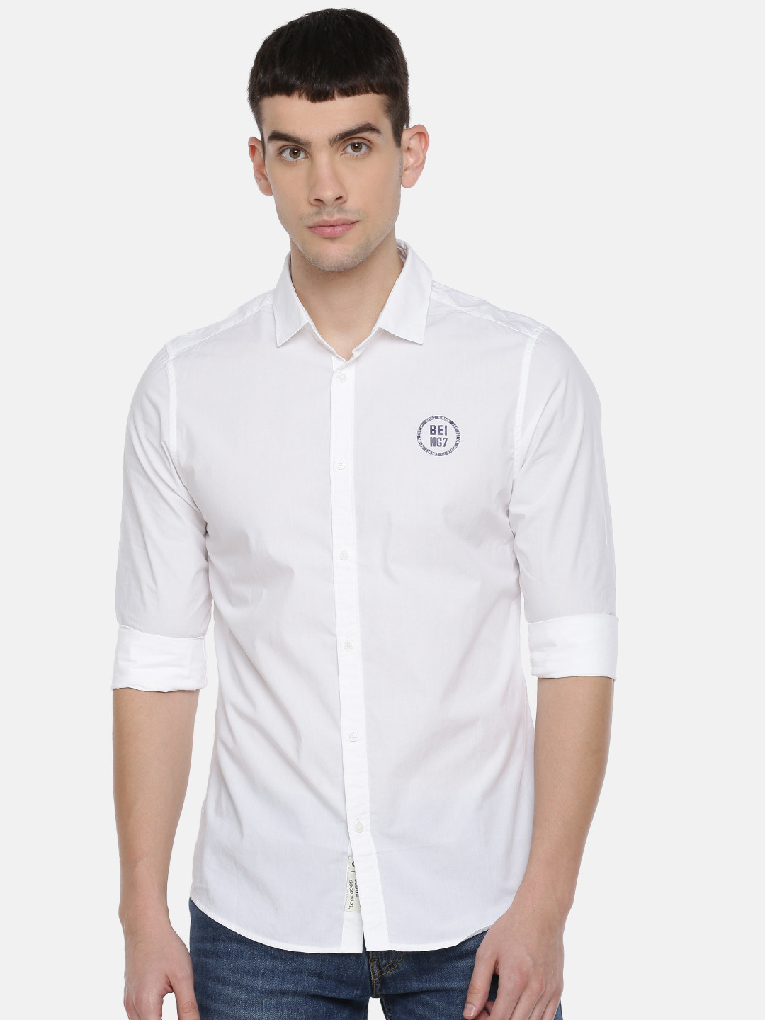 Buy Being Human Clothing Men White Slim Fit Solid Casual Shirt - Shirts ...