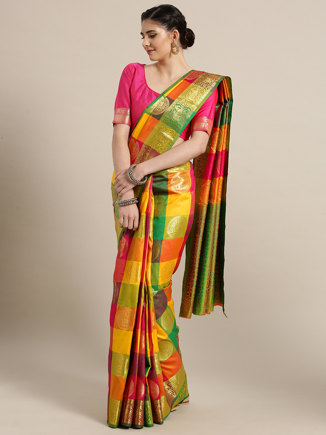 Buy Saree Mall Multicoloured Checked Saree - Sarees for Women 9753143 ...
