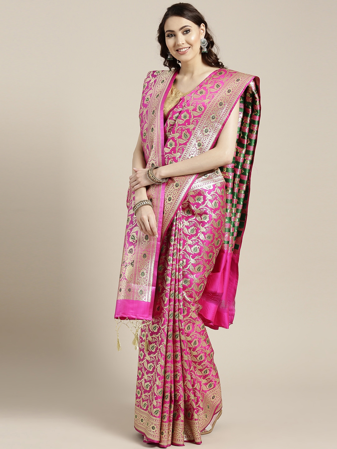 Buy Chhabra 555 Magenta & Golden Woven Design Banarasi Saree With ... Buy Chhabra 555 Magenta & Golden Woven Design Banarasi Saree With ...