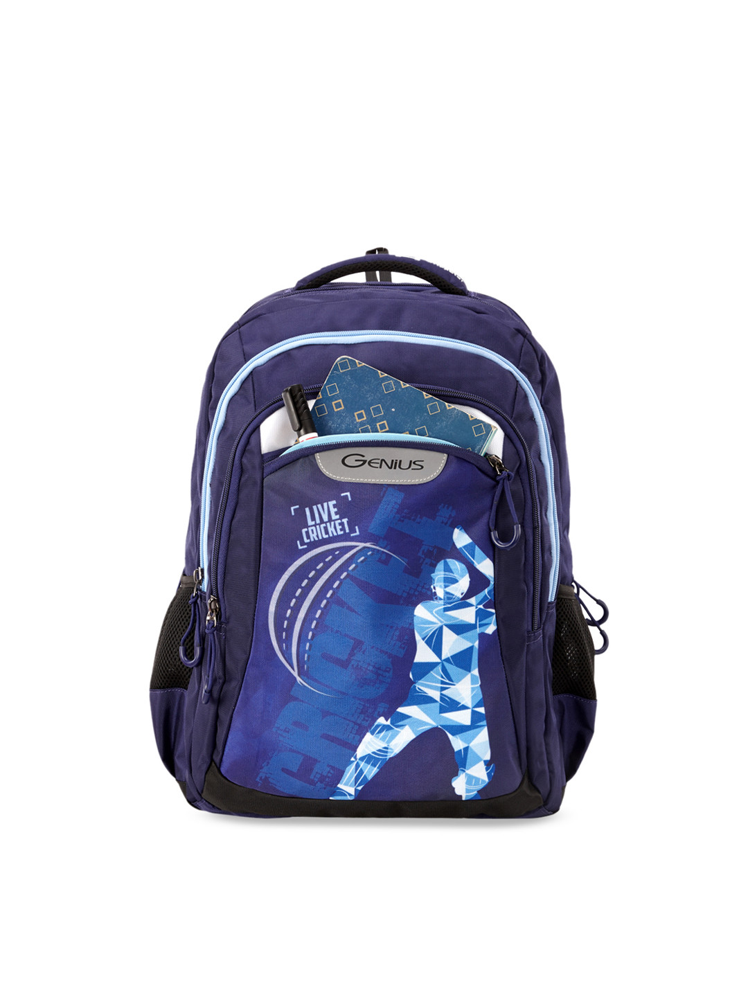 Buy Genius Unisex Blue Printed 17 Inches Medium School Backpack ...