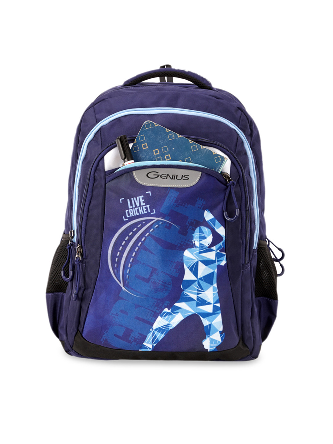 Buy Genius Unisex Blue Printed 19inches Large Campus Backpack ...