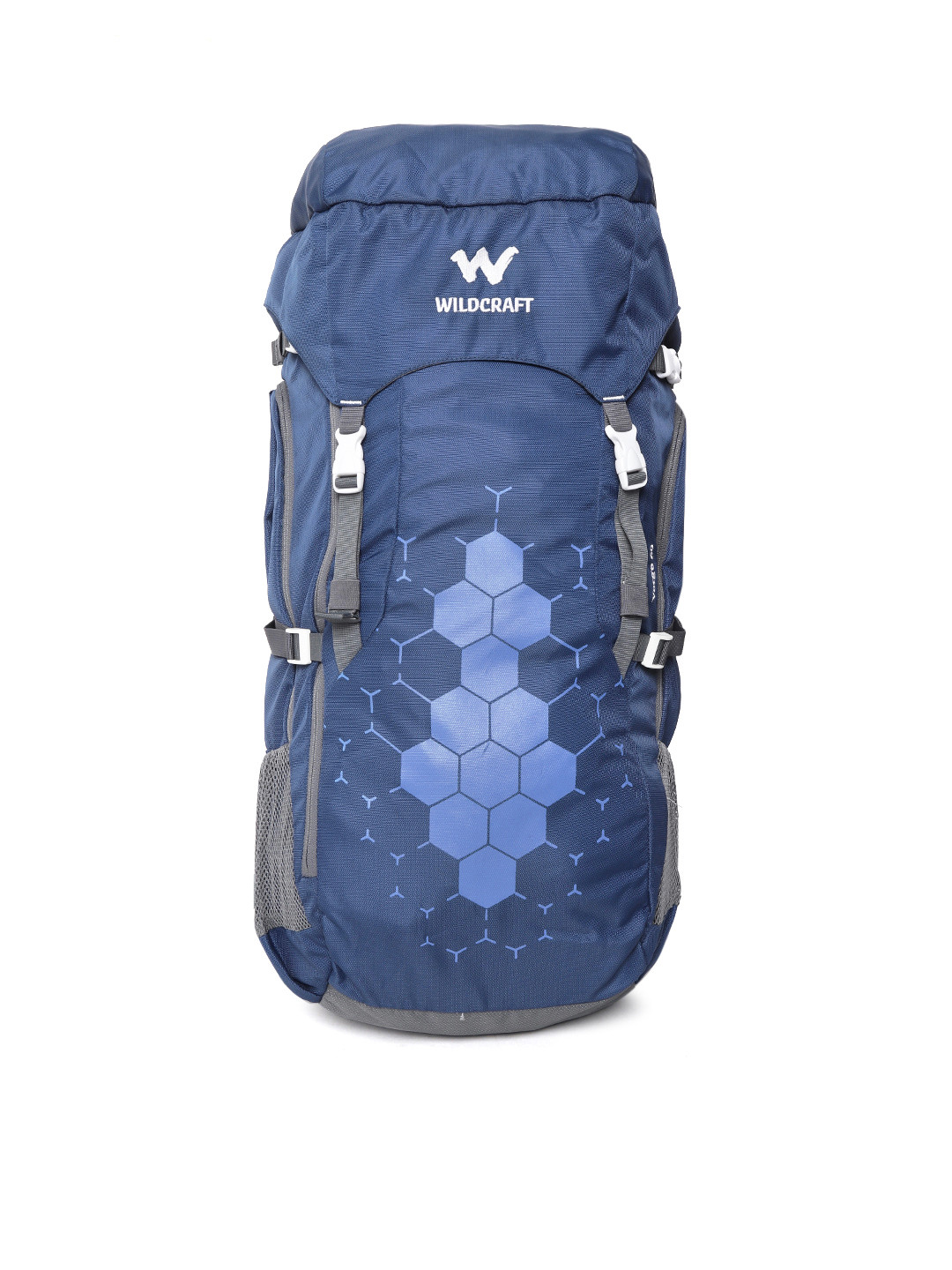 Buy Wildcraft Unisex Navy Blue Geometric Print Verge Rucksack 60 Litres ...