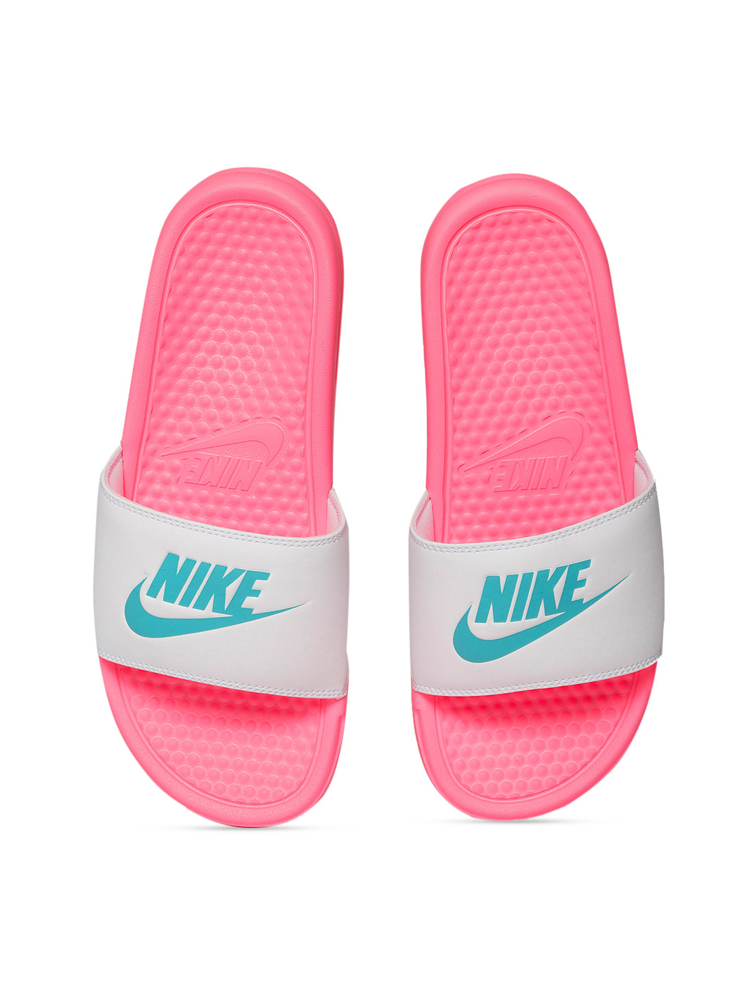 Buy Nike Women White & Pink Printed Sliders - Flip Flops for Women ...