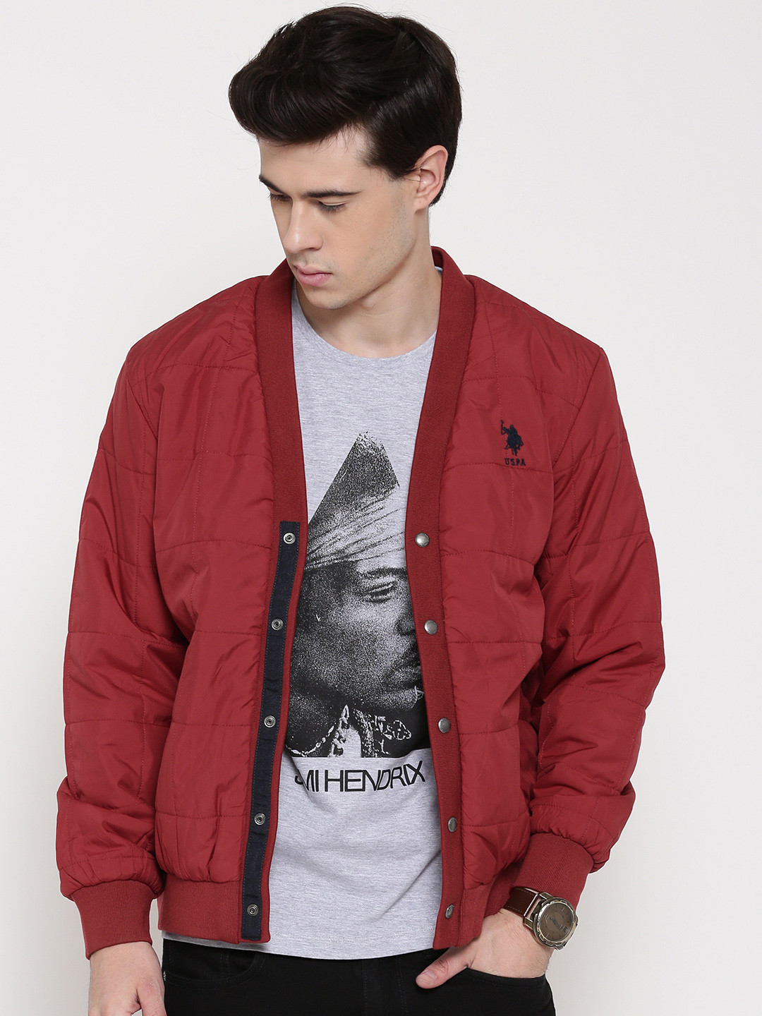 Buy U.S. Polo Assn. Red Padded Jacket - Jackets for Men 980847 | Myntra