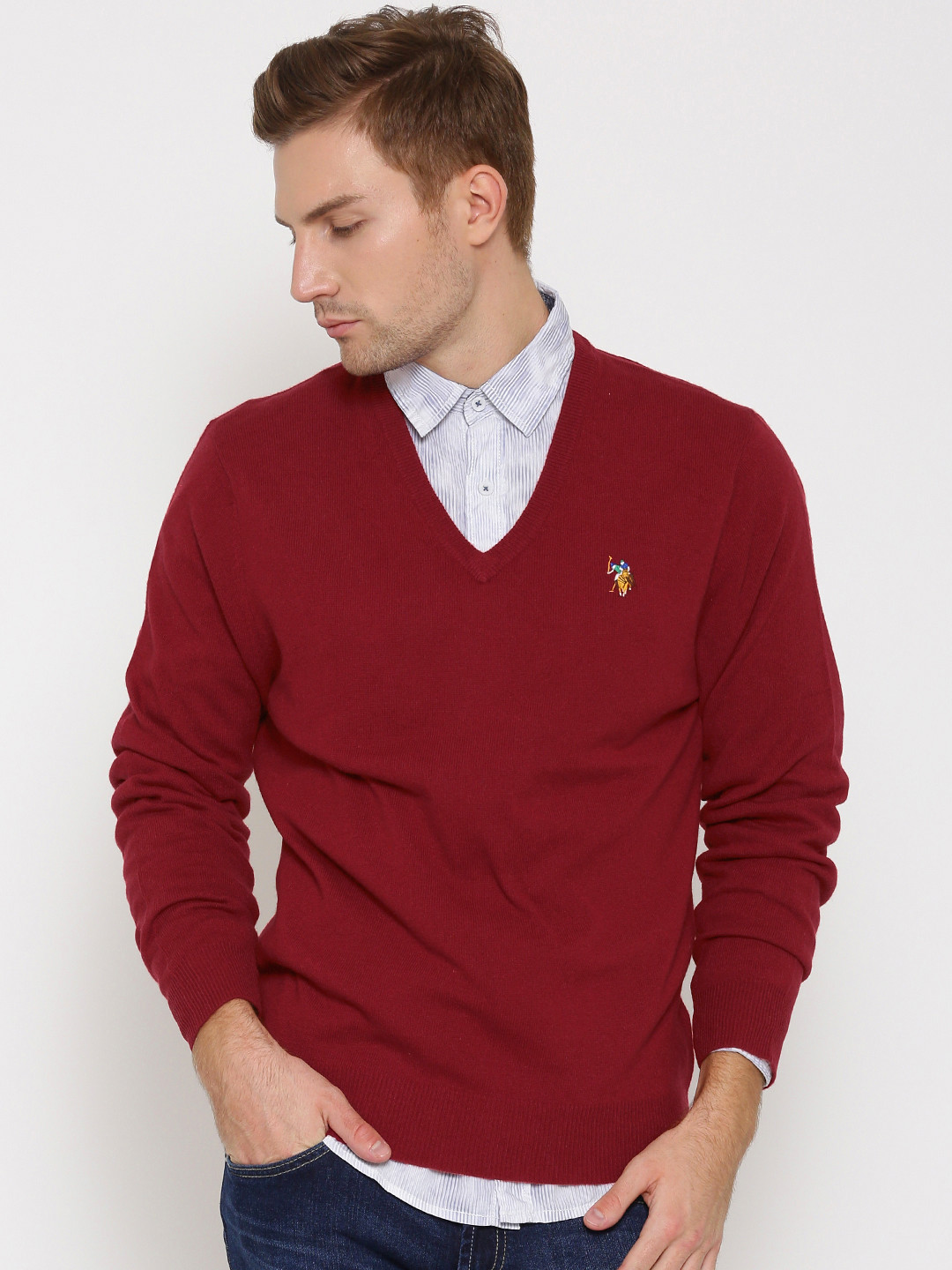 Buy U.S. Polo Assn. Red Woollen Sweater - Sweaters for Men 980879 | Myntra