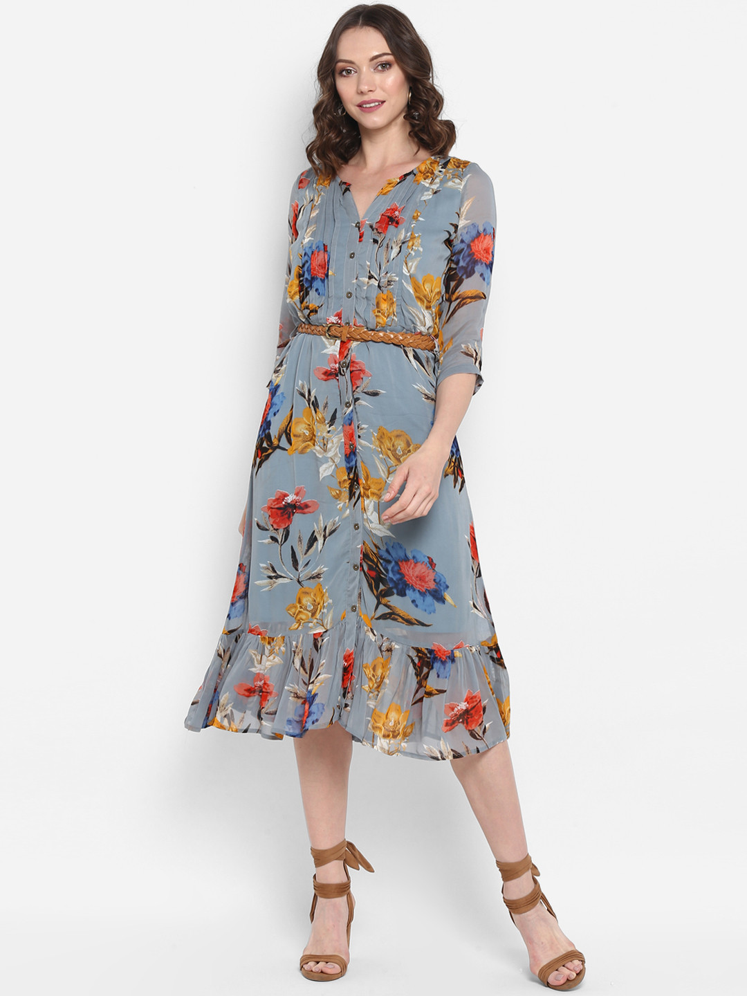 Buy MIAMINX Women Blue Printed Shirt Dress - Dresses for Women 9824681 ...