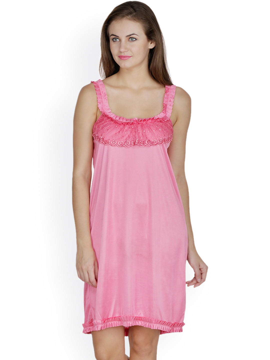 Buy Klamotten Pink Satin Chemise Nightdress X55 - Nightdress for Women ...
