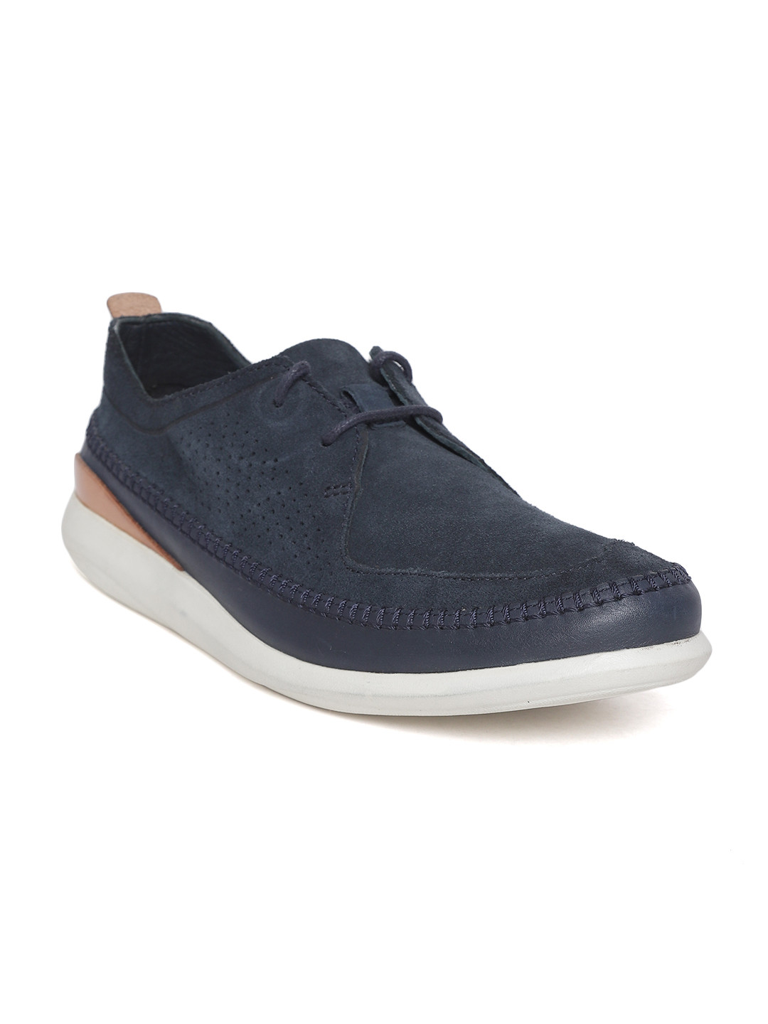 Buy Clarks Men Navy Blue Perforated Suede Derbys - Casual Shoes for Men ...