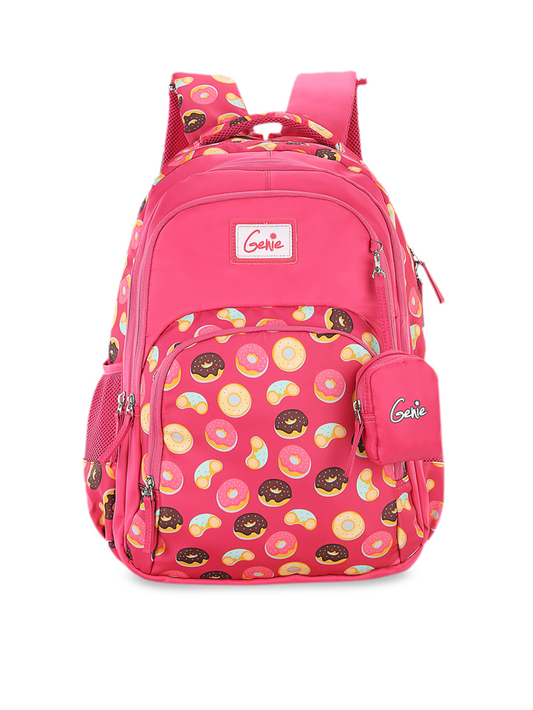 Buy Genie Girls Pink Printed 15 Inches Small Backpack With Pouch ...