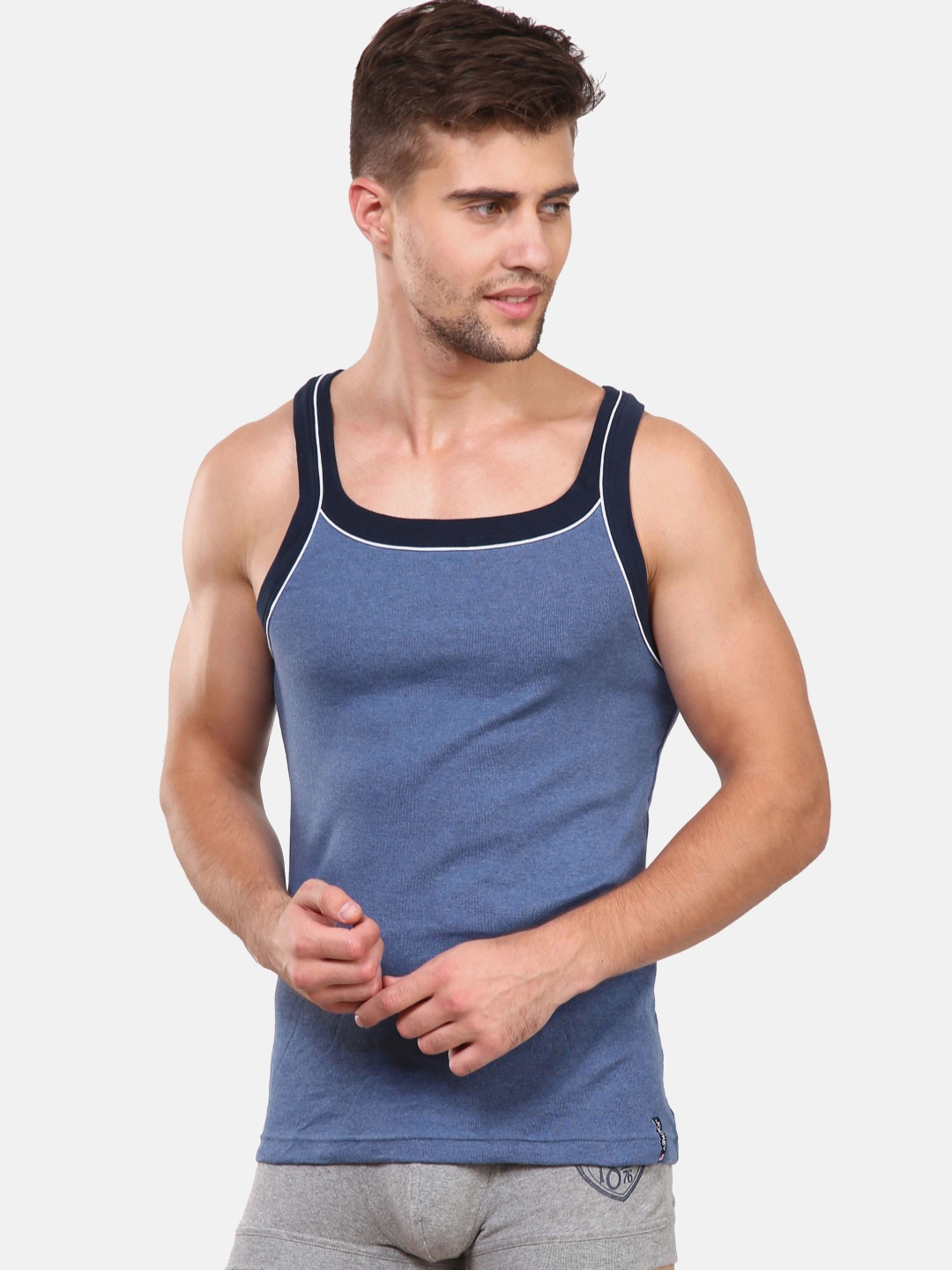 Buy Jockey Men Blue Solid Innerwear Vest Us54 0105 Innerwear Vests For Men 9866549 Myntra