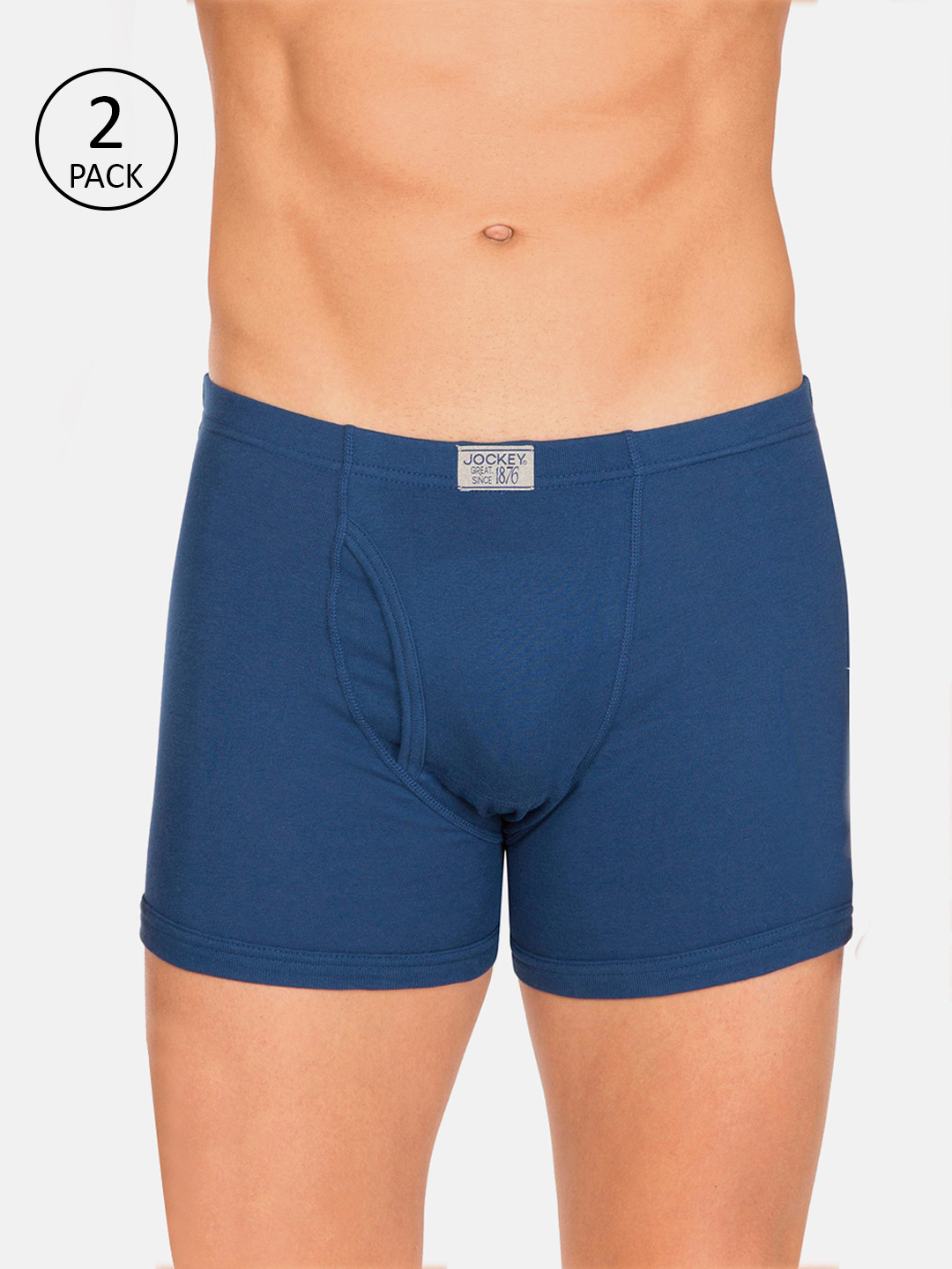 Buy Jockey Men Pack Of 2 Blue Solid Trunks 8008 0205 - Trunk for Men ...