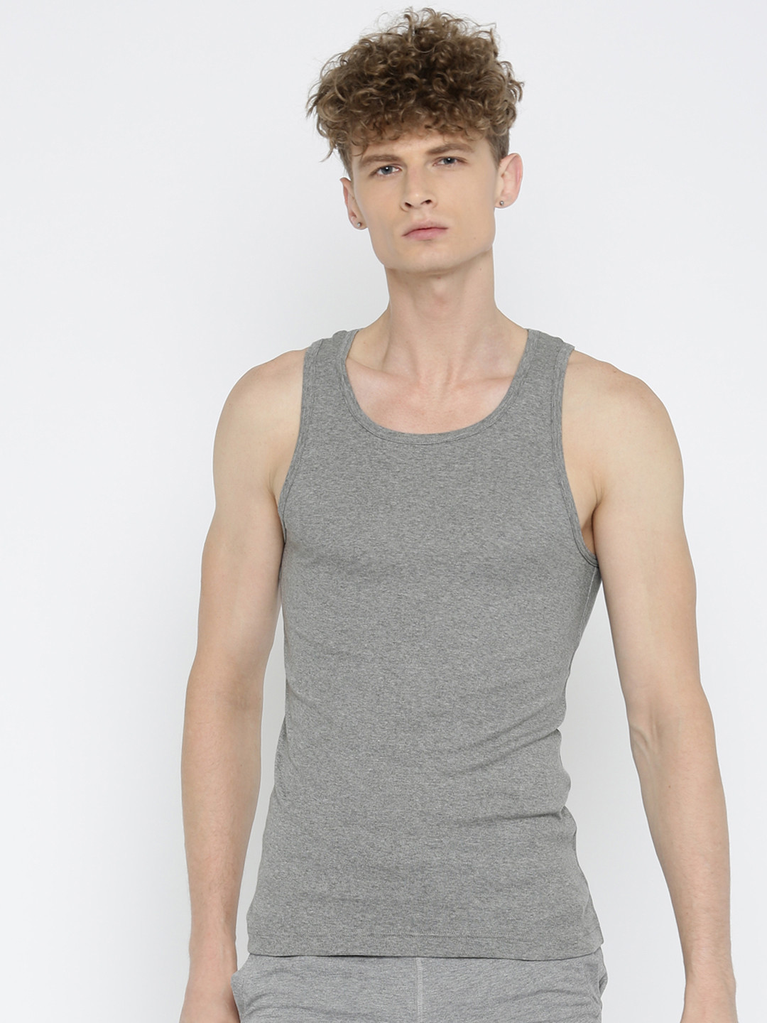 Buy Jockey Men Grey Melange Solid Modern Fit Innerwear Vest FP04 0105 ...