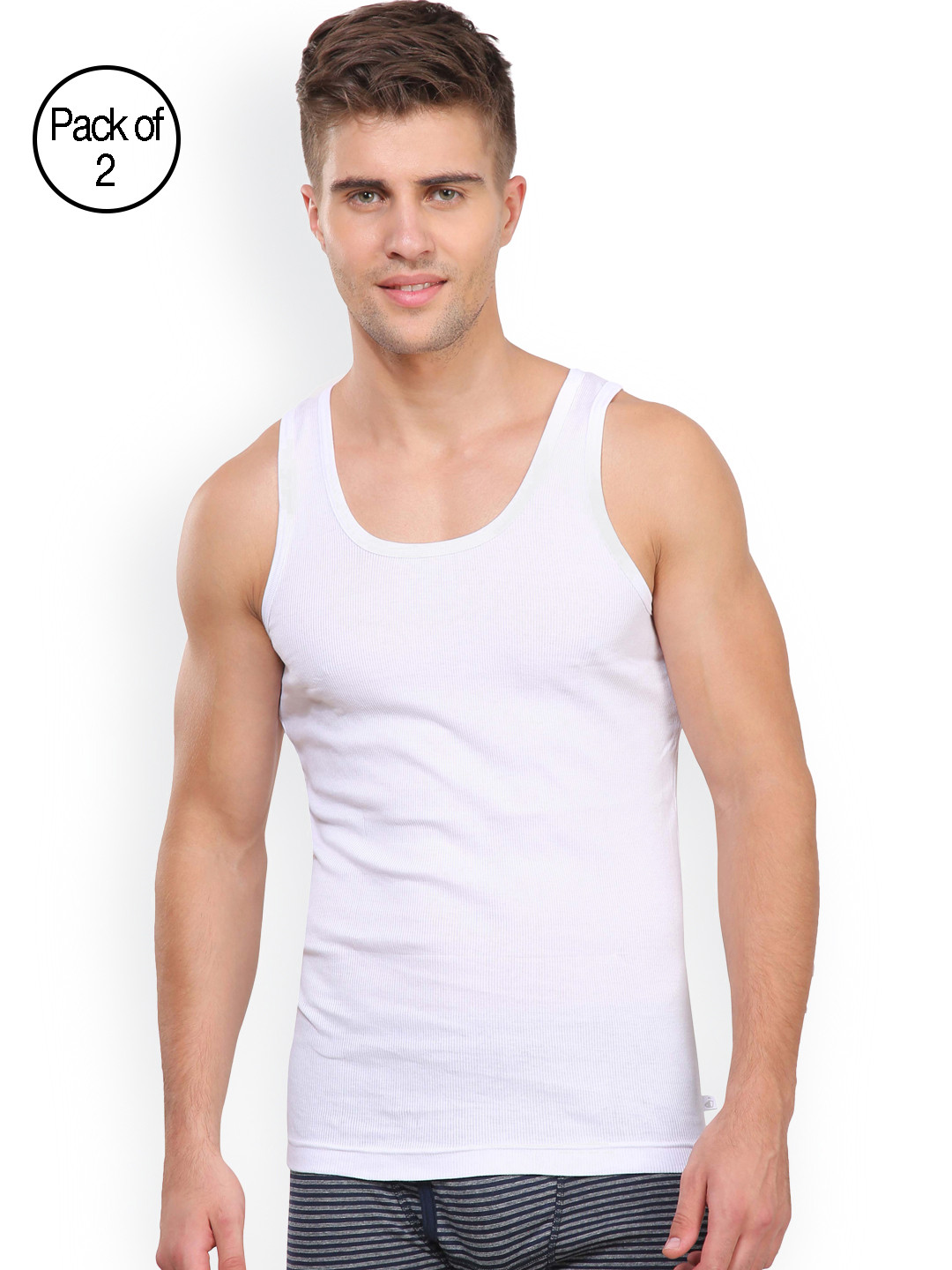 Buy Jockey Men Pack Of 2 White Solid Innerwear Vests 8823 0205 ...