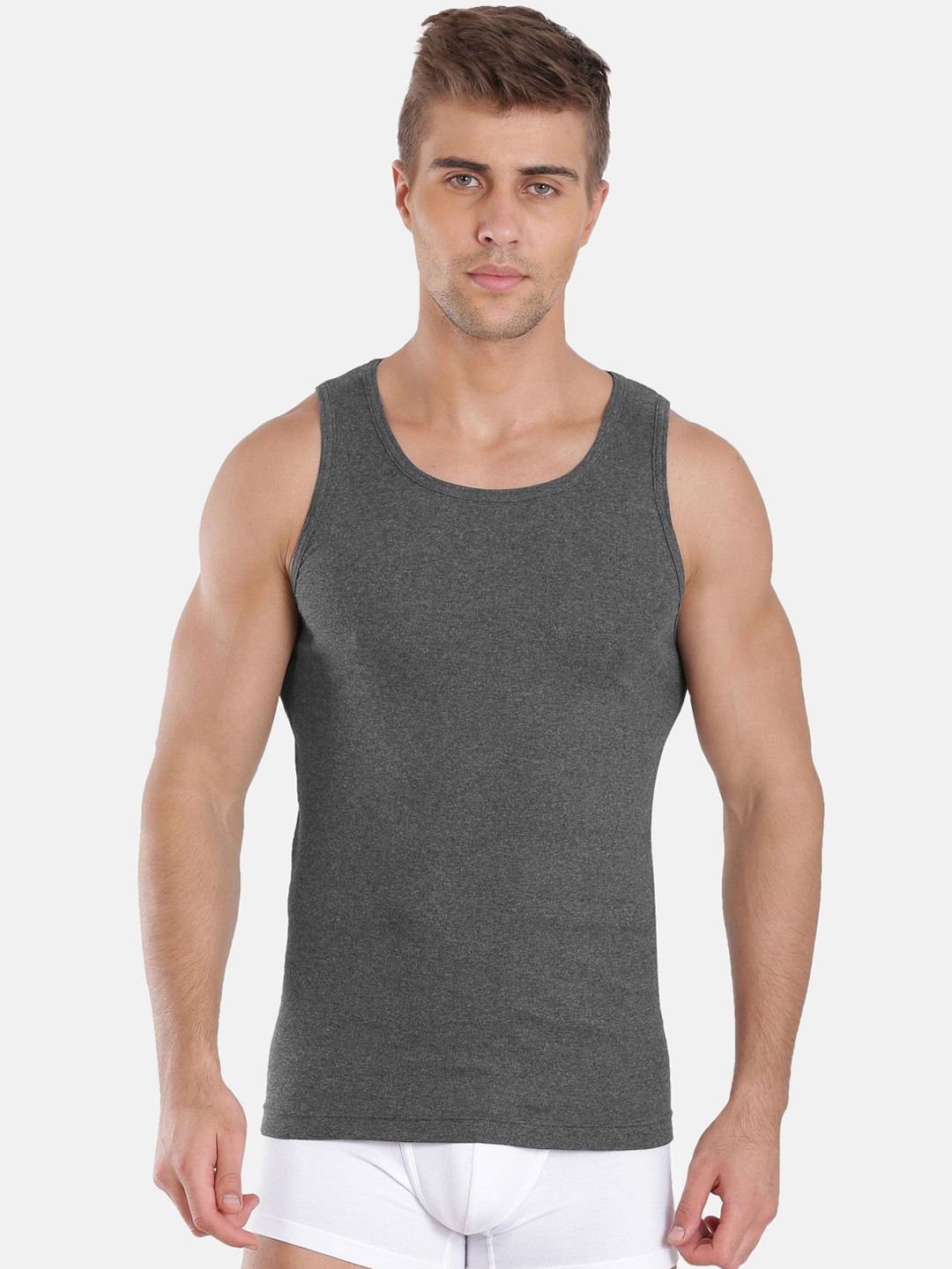 Buy Jockey Men Charcoal Grey Modern Fit Solid Innerwear Vest FP04 0105 ...