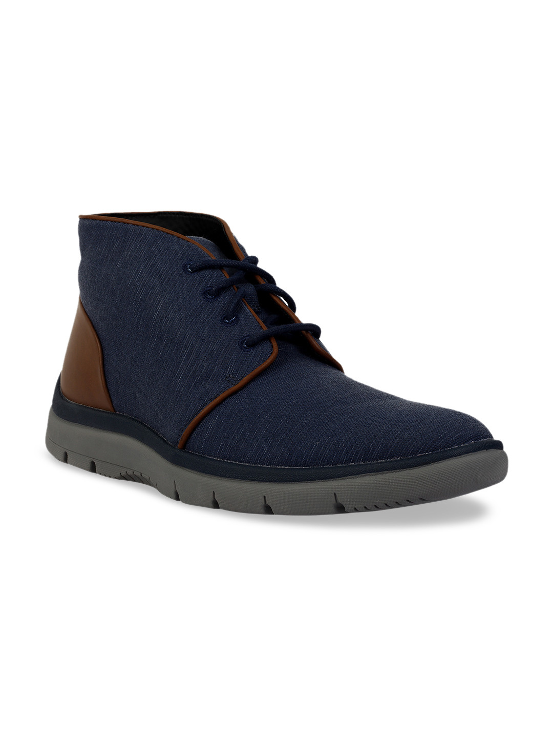 Buy Clarks Men Navy Blue Textured Synthetic Mid Top Sneakers - Casual ...