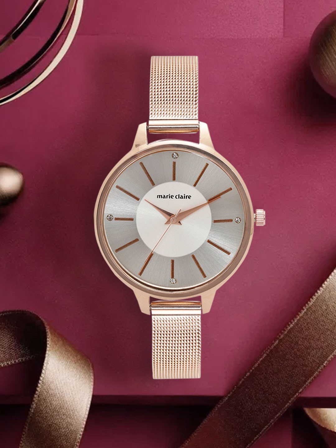 Buy Marie Claire Women Silver Toned Analogue Watch MC 1B A - Watches ...