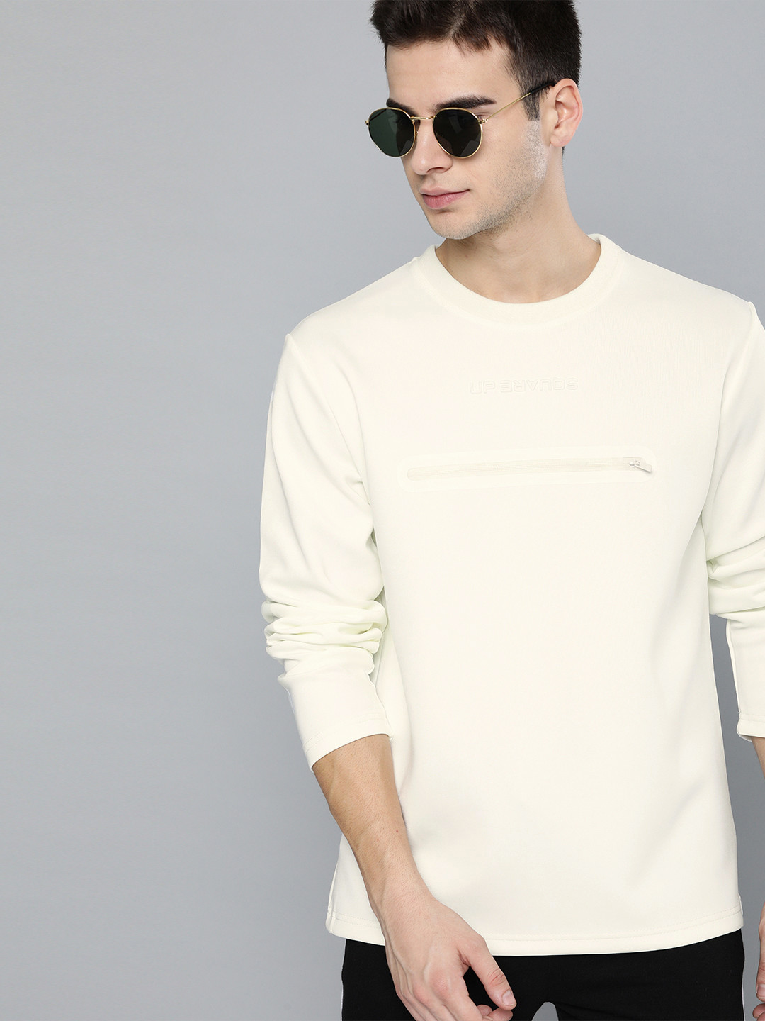 Buy Harvard Men Cream Coloured Solid Sweatshirt - Sweatshirts for Men ...